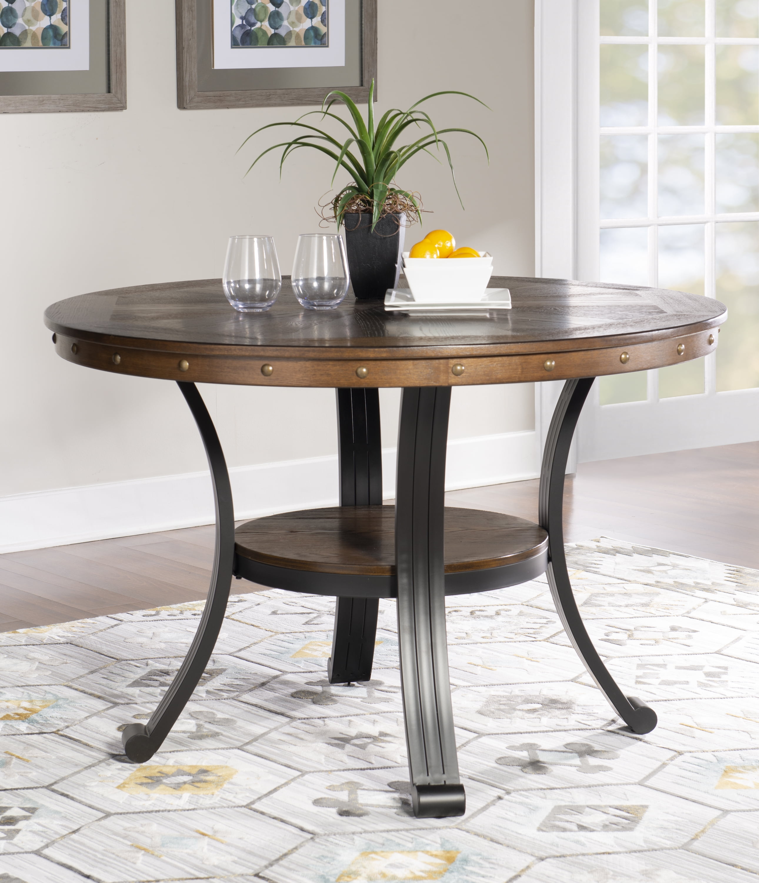 Holloway 45 Round Dining Table Rustic Umber Walmart