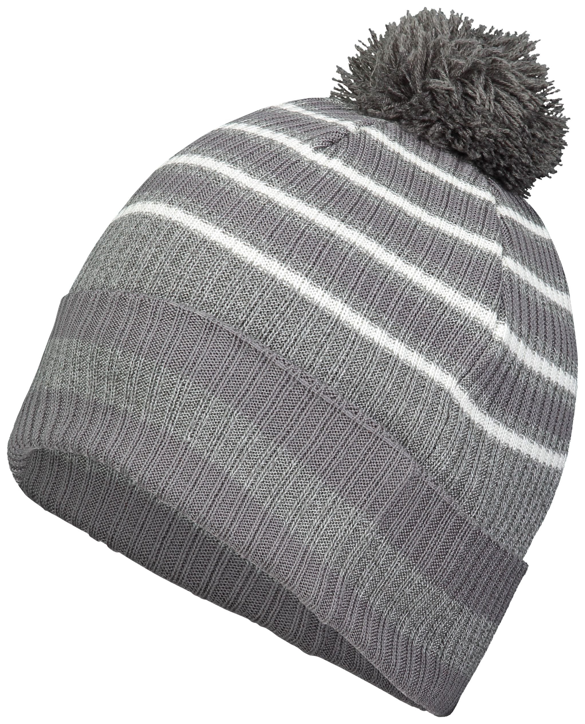 Holloway Sportswear OS Spirit Pom Beanie Graphite/Heather Grey/White ...