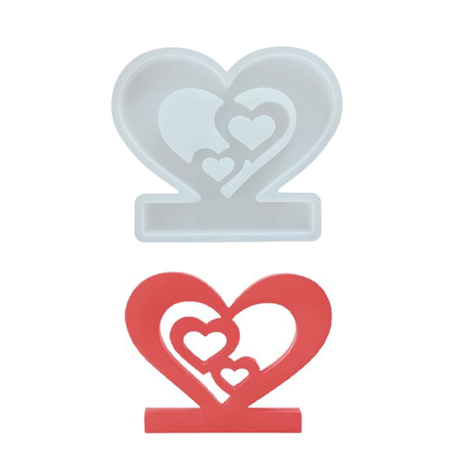 Hollowed Out Heart Shape Silicone Craft Mold Reusable Holder Making ...