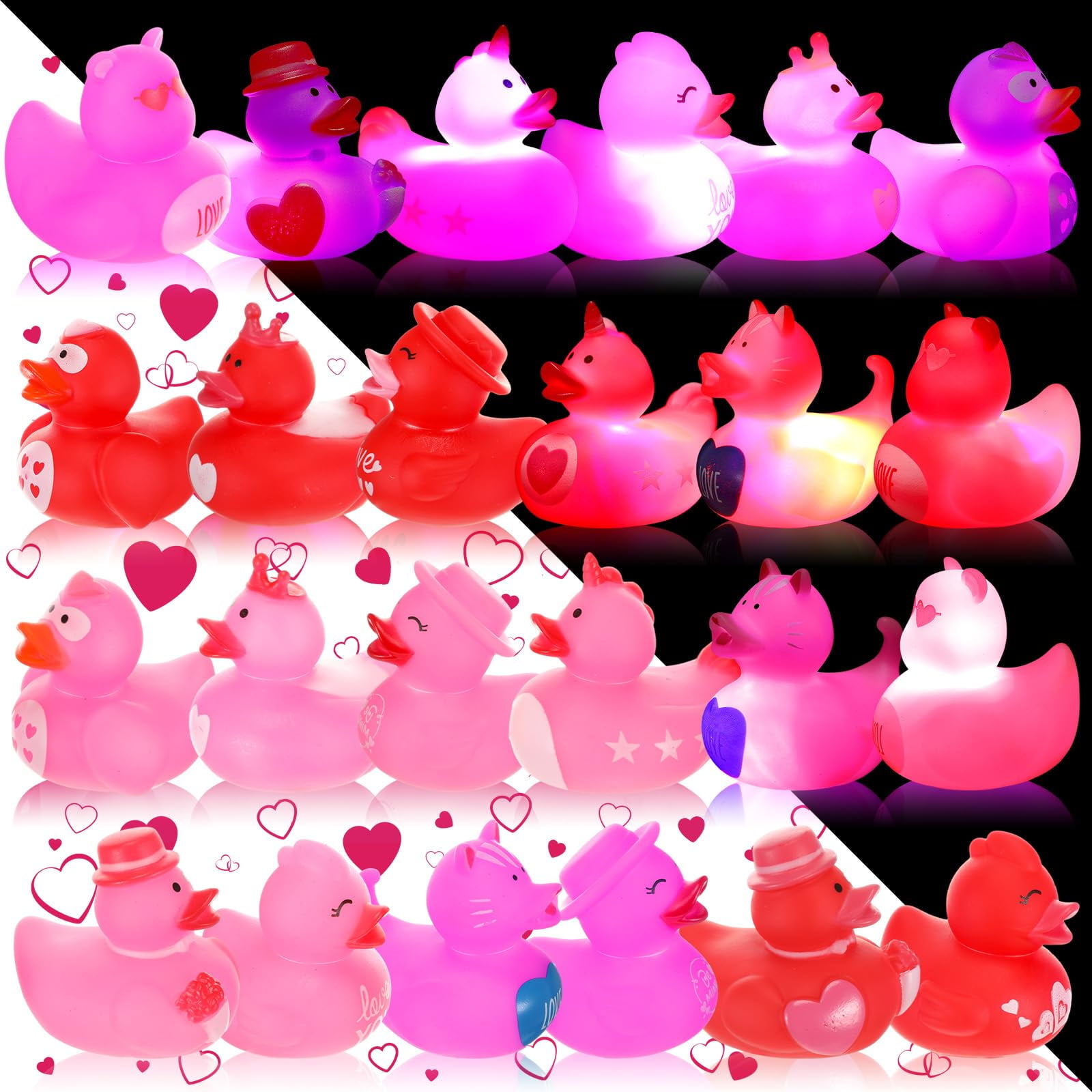 Hollowfly 2 Inch Valentine YPF5 Rubber Ducks Heart Themed Duckies in ...