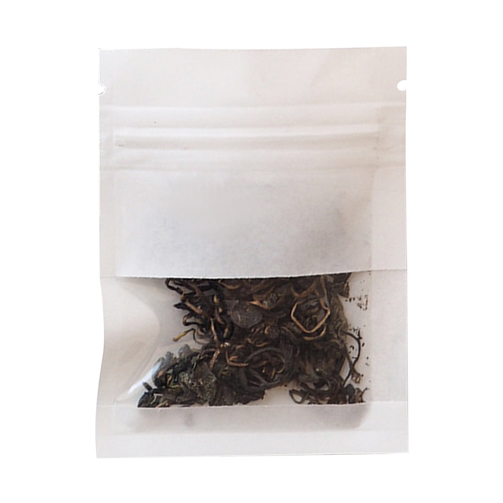 Holloyiver 100 Pack Small Resealable Bags, Airtight White Kraft Paper ...