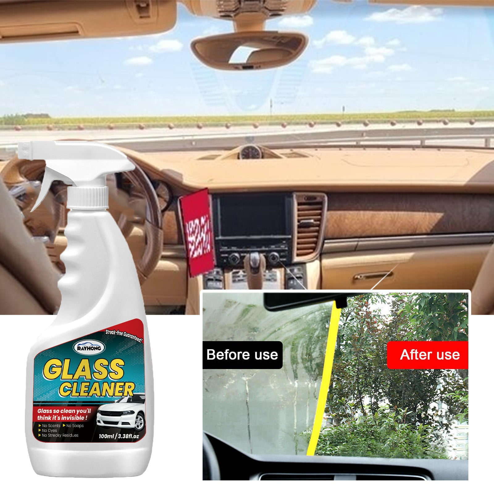 Holloyiver 100Ml Premium Glass Cleaner and Window Spray for Auto and ...