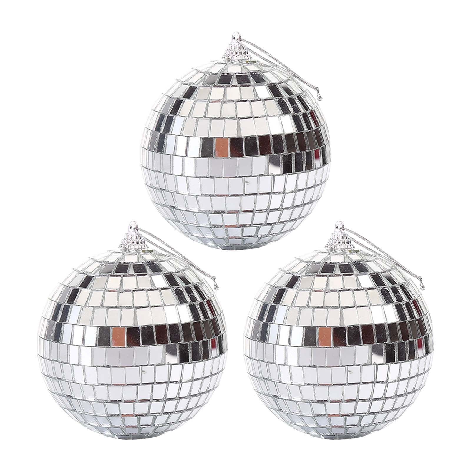Holloyiver 3.15 Inch Mirror Disco Ball, 3PCS Silver Disco Ball with ...