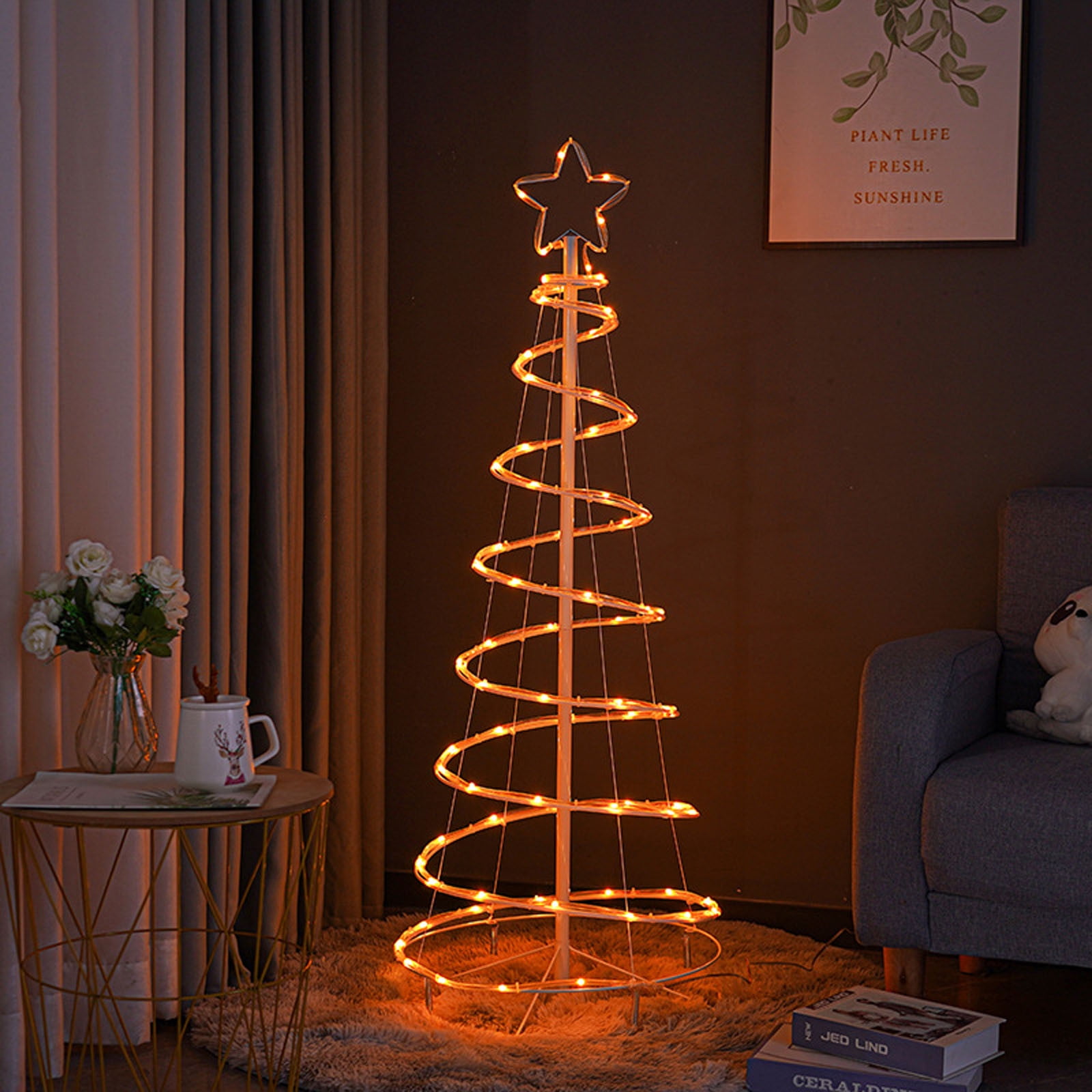 Holloyiver 3.9FT LED Smart Cone Christmas Tree, RGB Color Change Prelit ...