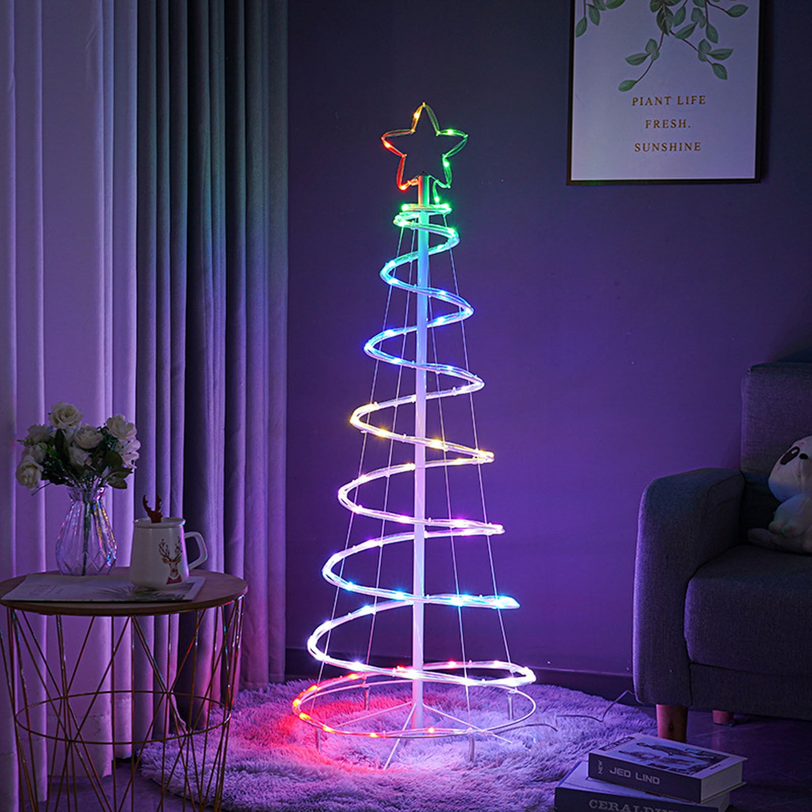 Holloyiver 3.9FT LED Smart Cone Christmas Tree, RGB Color Change Prelit ...
