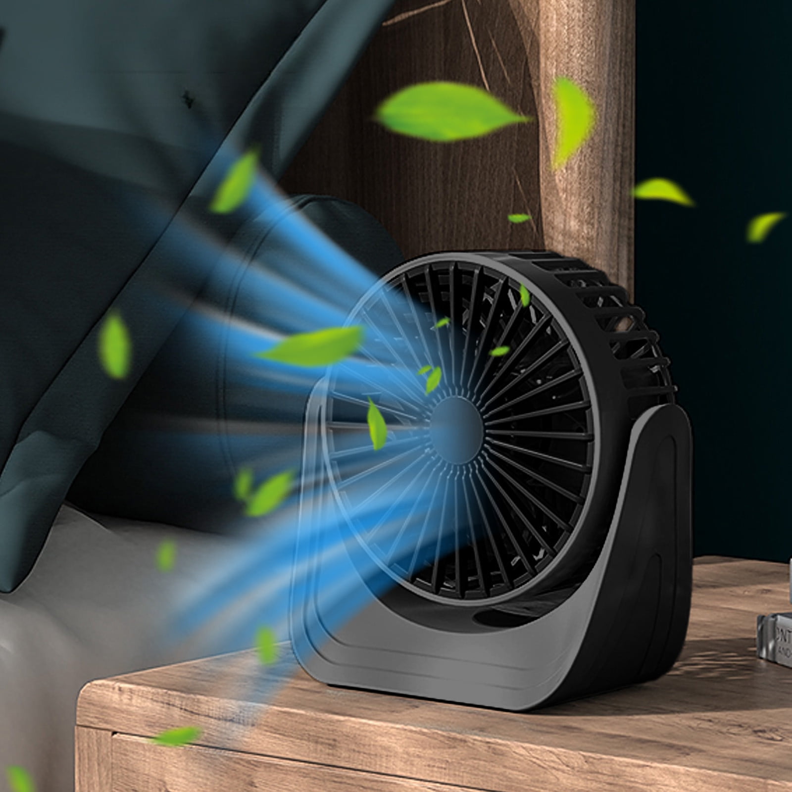 Holloyiver 3 Speeds Mini Desk Fan, Rechargeable Battery Operated Fan ...