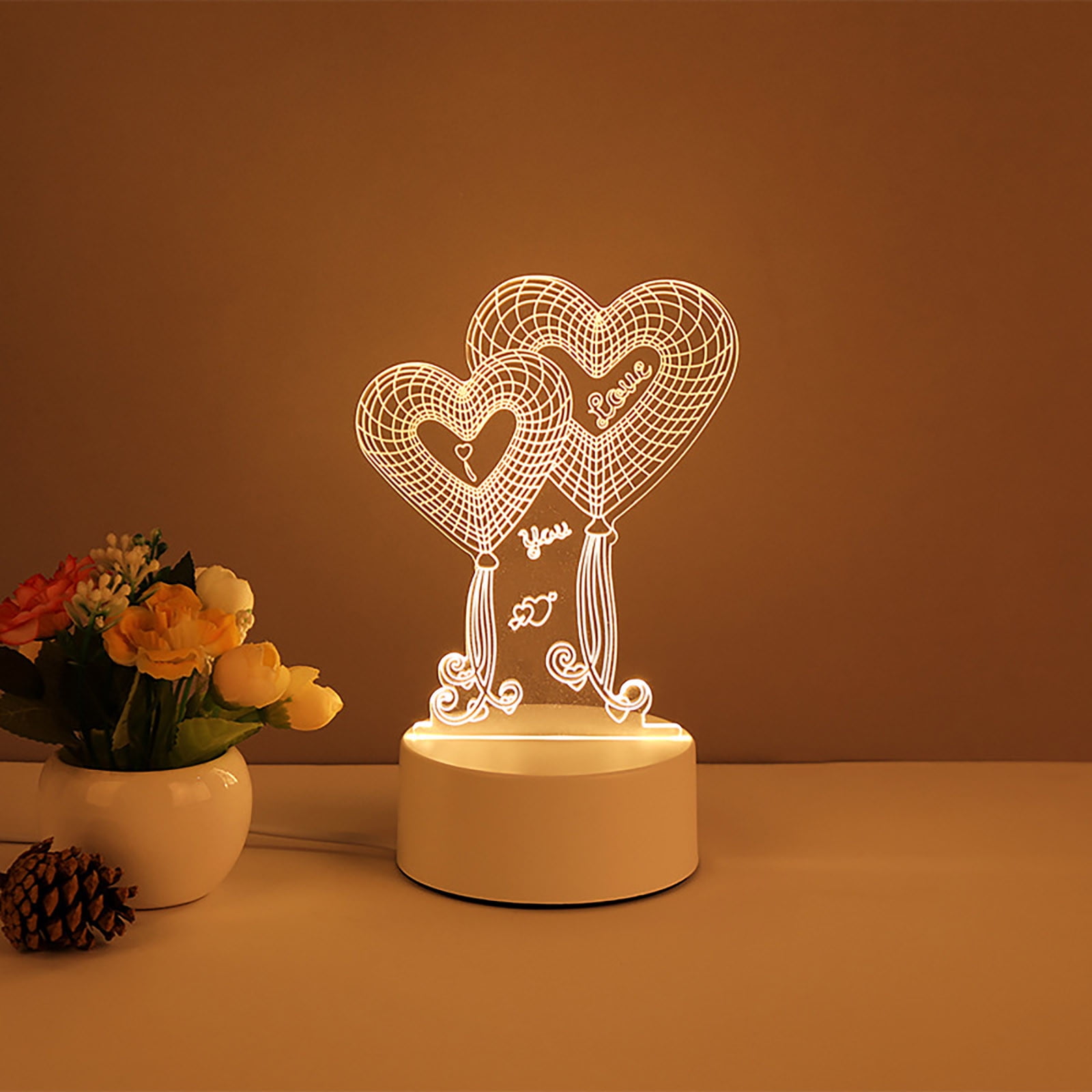 Holloyiver 3D I Love You Illusion lamp Night Light Colors Changing ...