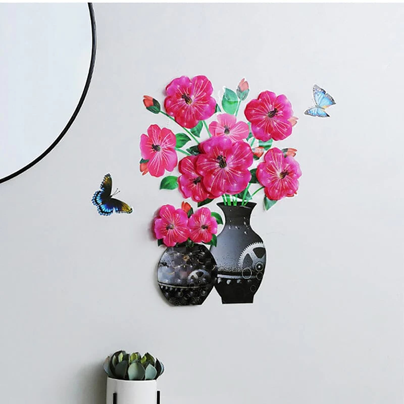 Holloyiver 3D Wall Stickers DIY Stereo Plant Vase Stickers, Self ...