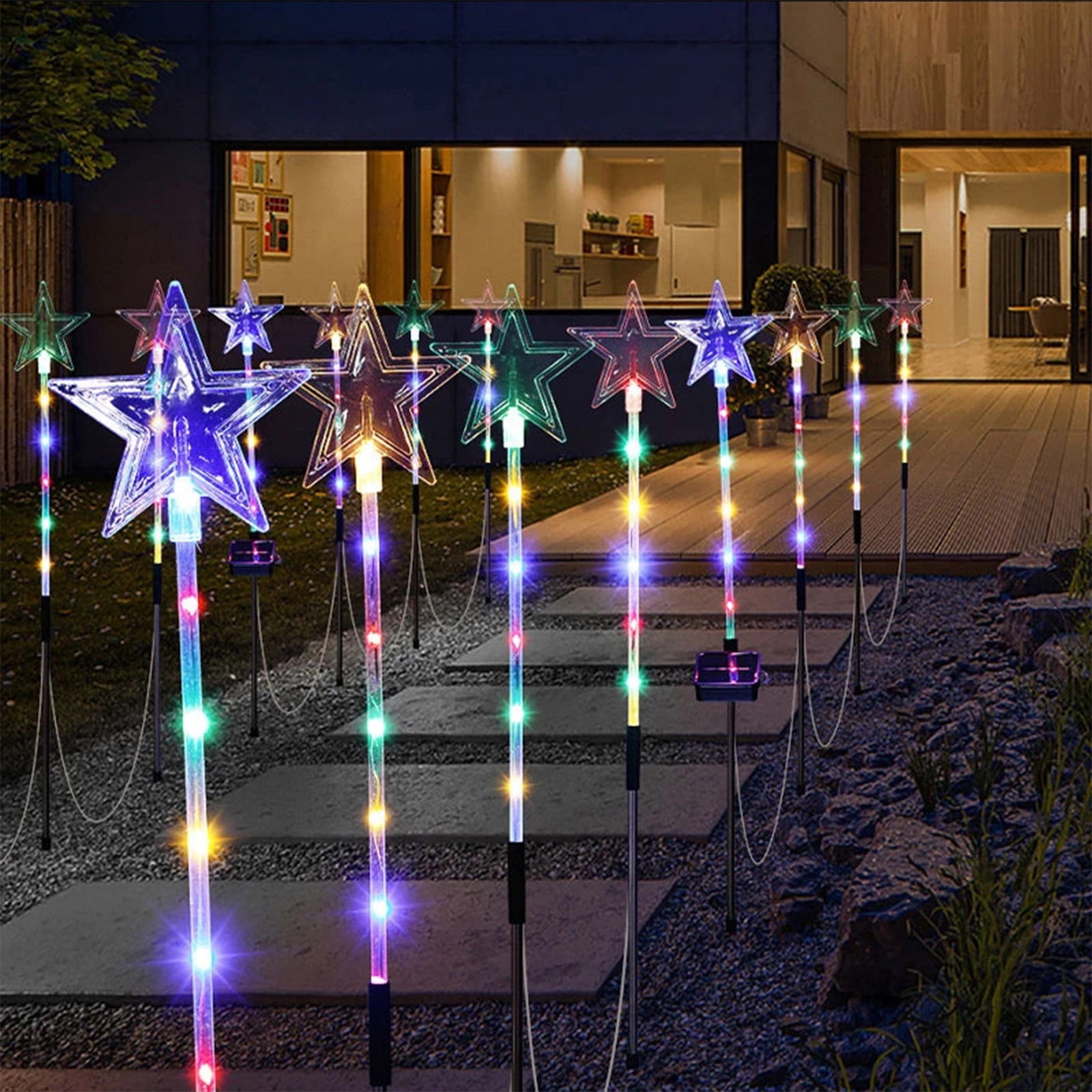 Holloyiver 4 Pack Solar Christmas Figurine Lights, Outdoor Solar ...