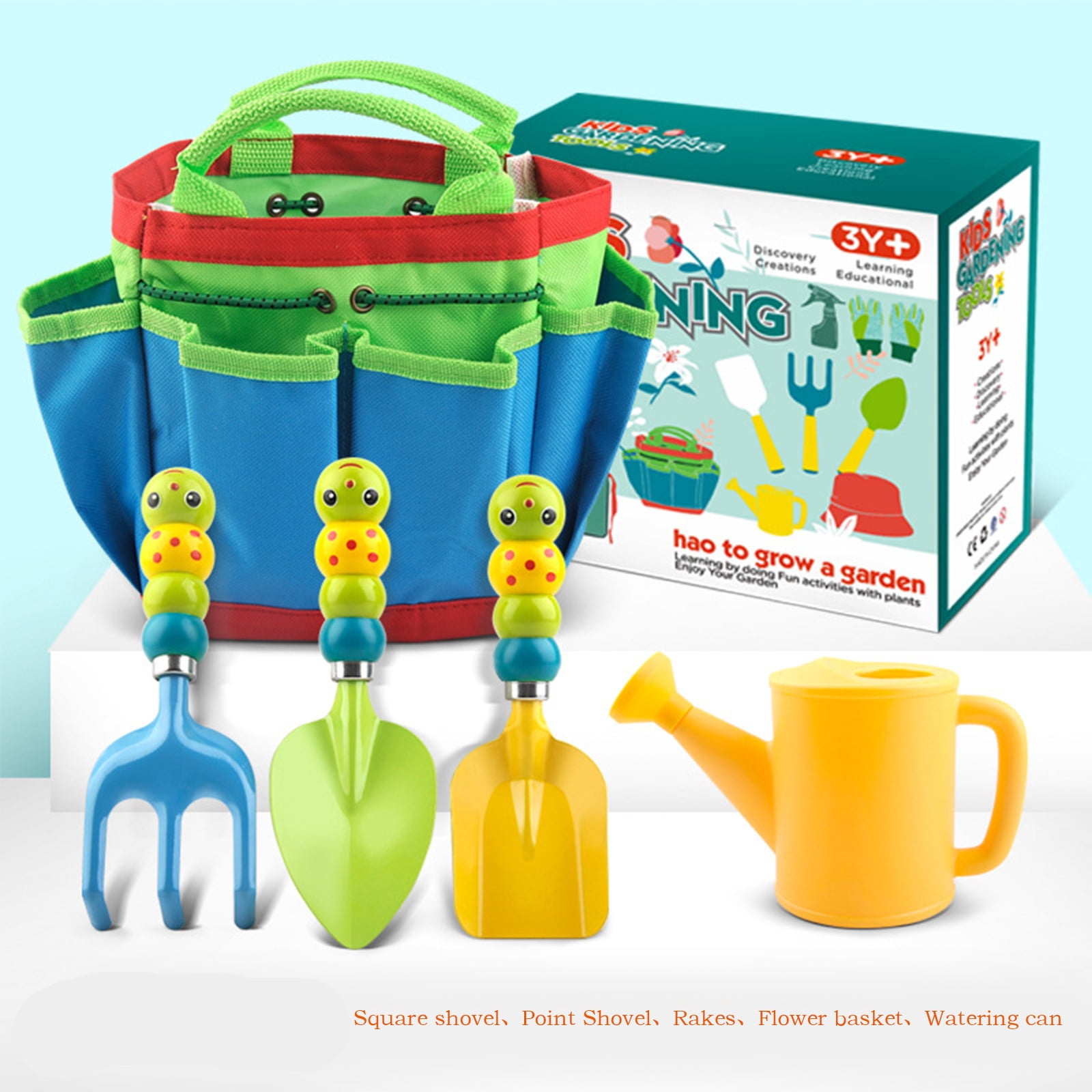 Holloyiver 5 PCS Kids Gardening Tool Set, Shovel Rake Fork Trowel ...