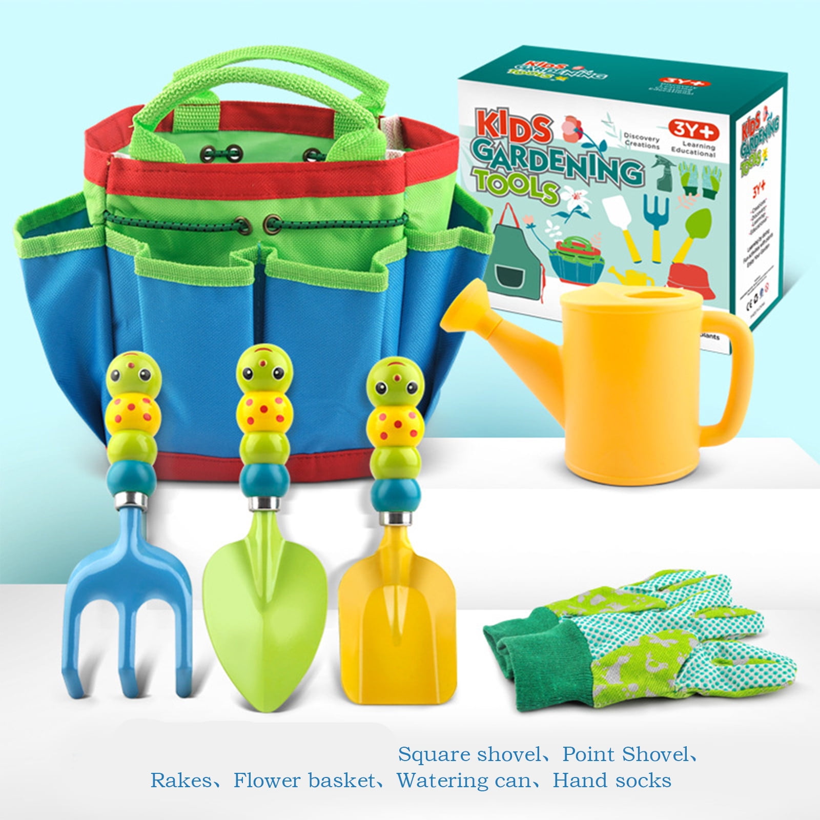 Holloyiver 6 PCS Kids Gardening Tool Set, Shovel Rake Fork Trowel ...