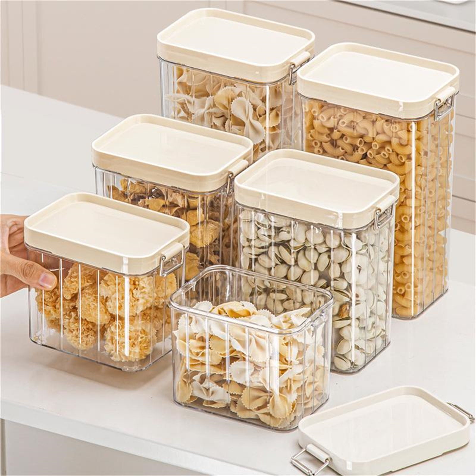 Holloyiver Cereal Containers Storage with Clip-on Lids, Airtight Food ...