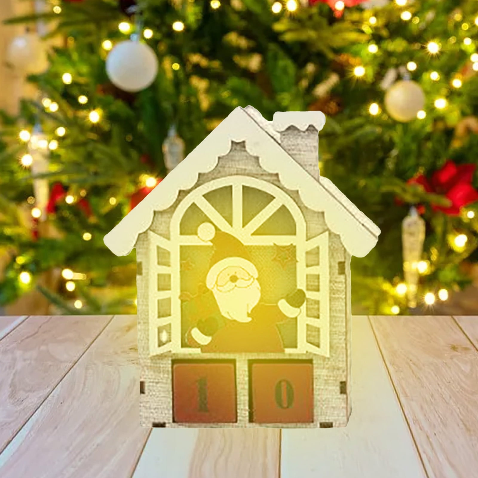 Holloyiver Christmas Advent Calendar, Wooden LED Chimney House DIY ...
