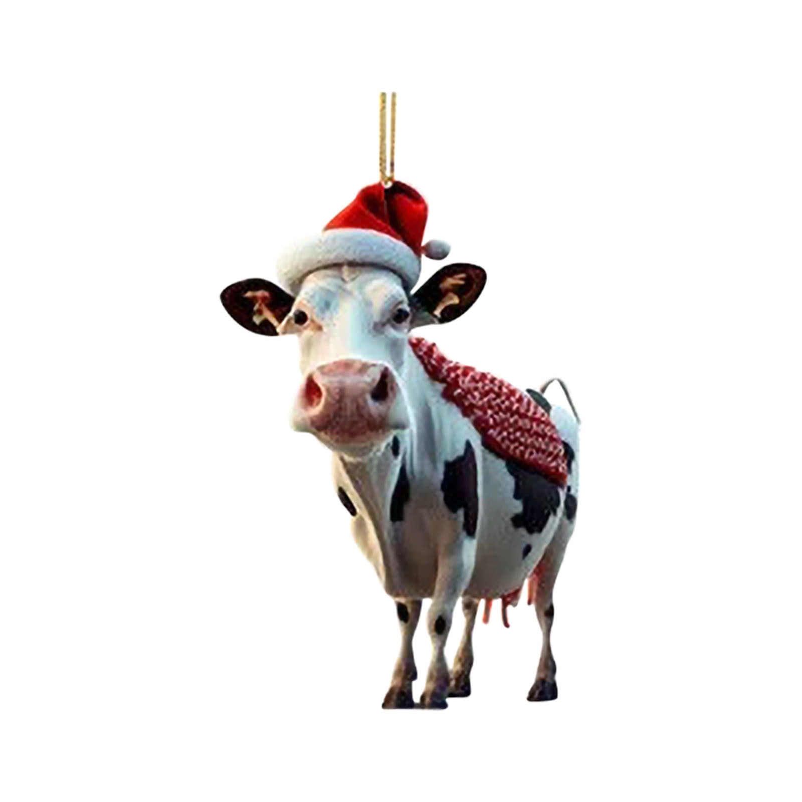 Holloyiver Christmas Cow Decorations, Wooden Ornaments With Cow Printed ...