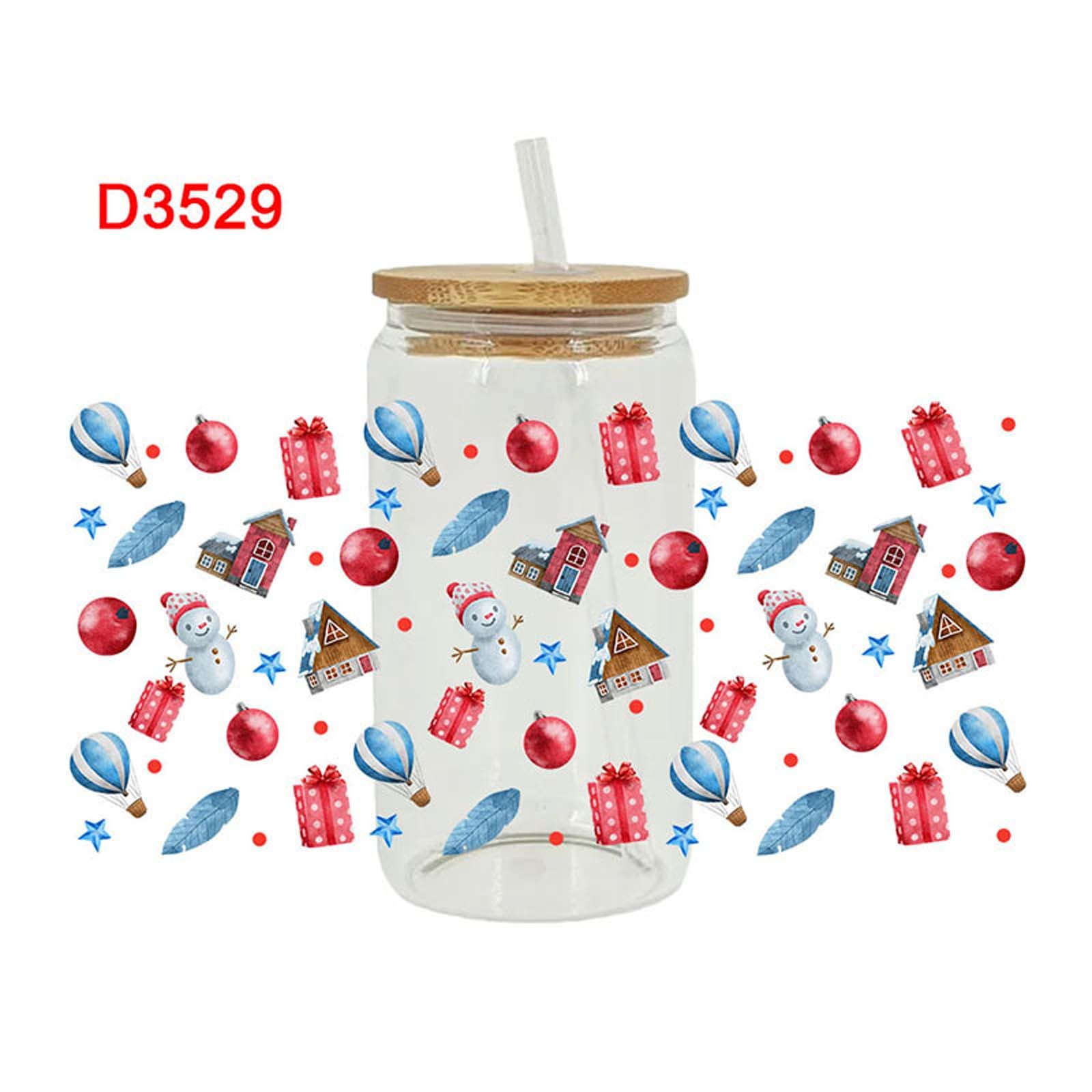 Holloyiver Christmas Decorations UV DTF Transfer Sticker, Christmas Theme Cartoon Cup Wrap ...