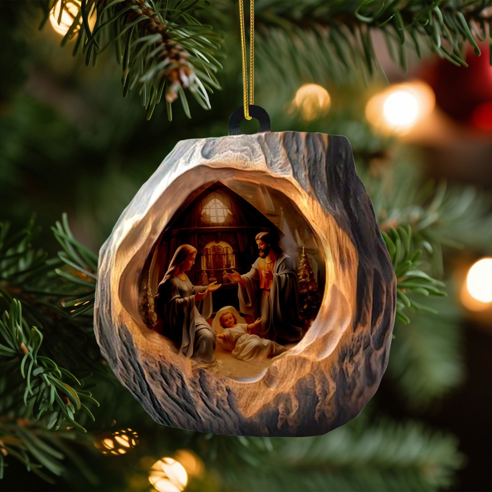 Holloyiver Christmas Nativity Scene Ornaments, Acrylic Nativity ...