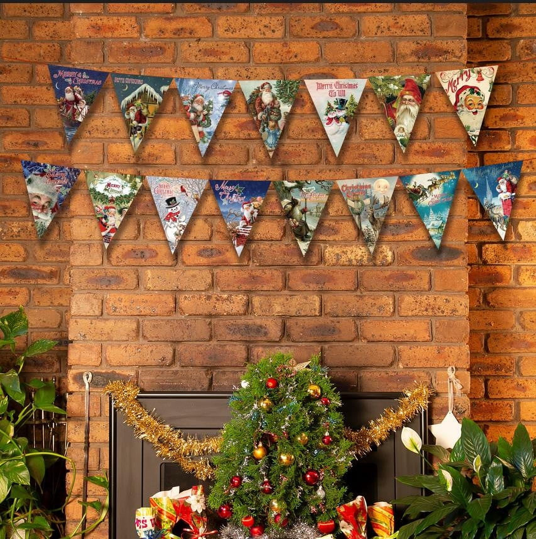 Holloyiver Christmas Party Decorations Banner Flag With Various Santa ...