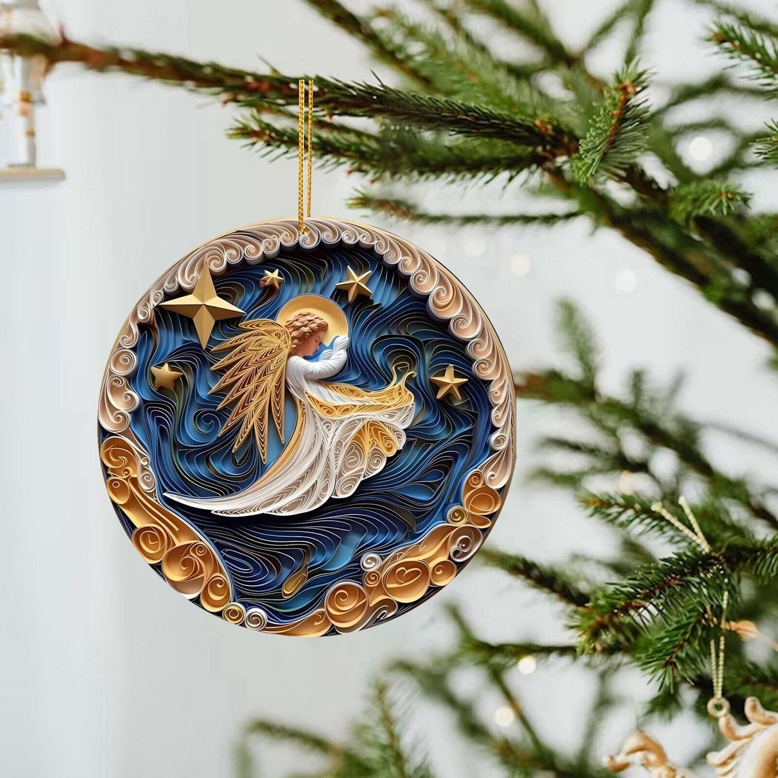 Holloyiver Christmas Tree Ornaments, Christmas Mysterious Navy Blue and ...