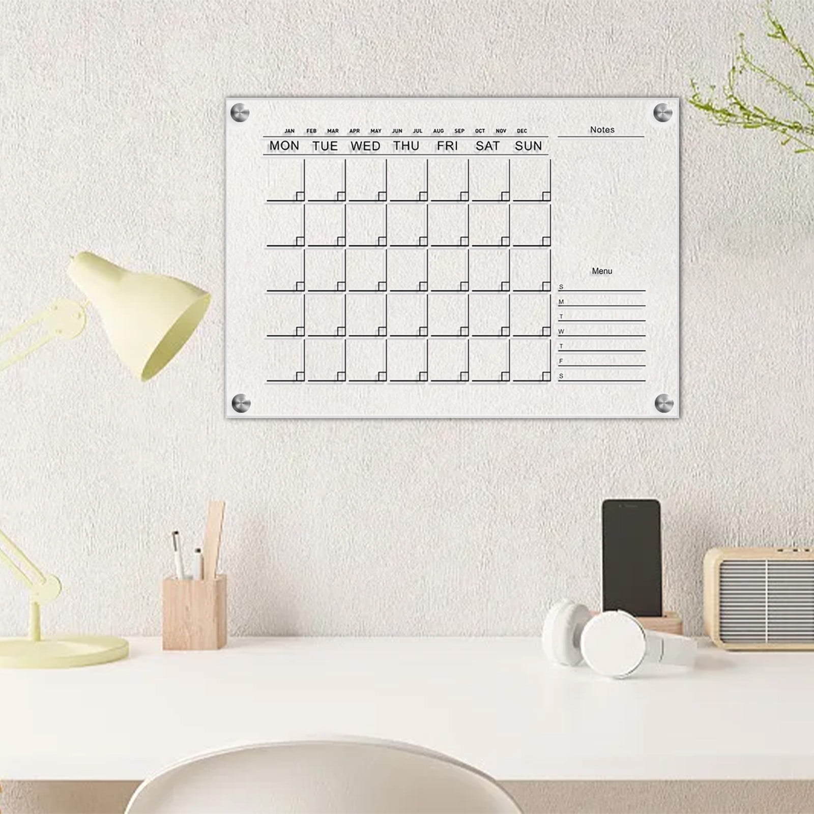 Holloyiver Clear Acrylic Calendar for Wall, Acrylic Dry Erase Board for ...