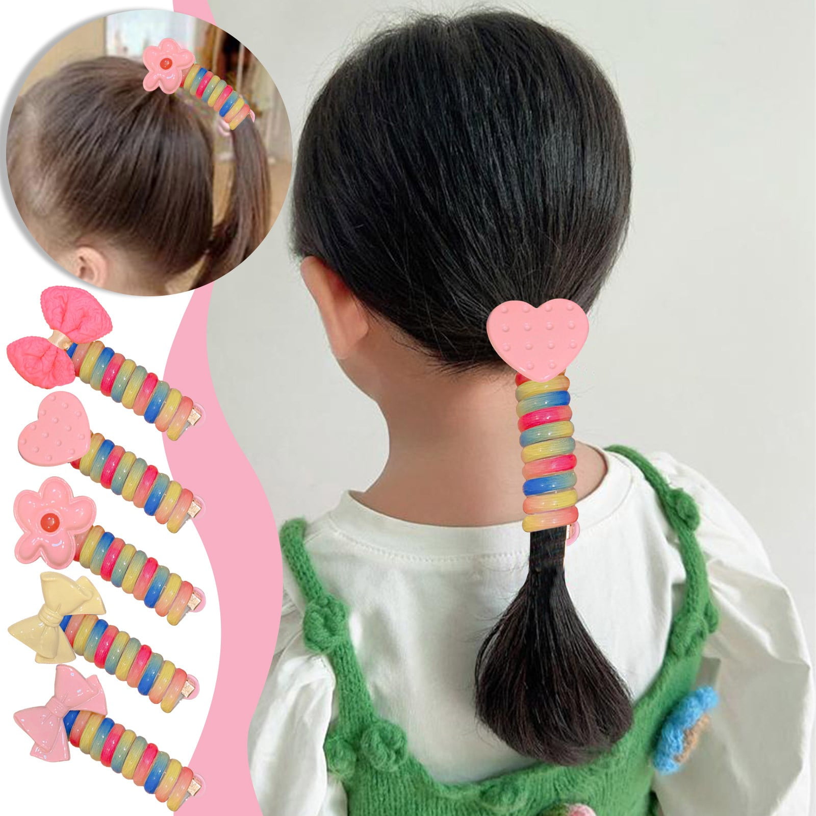 Holloyiver Colorful Telephone Wire Hair Bands for Kids, 2023 New Pocket ...