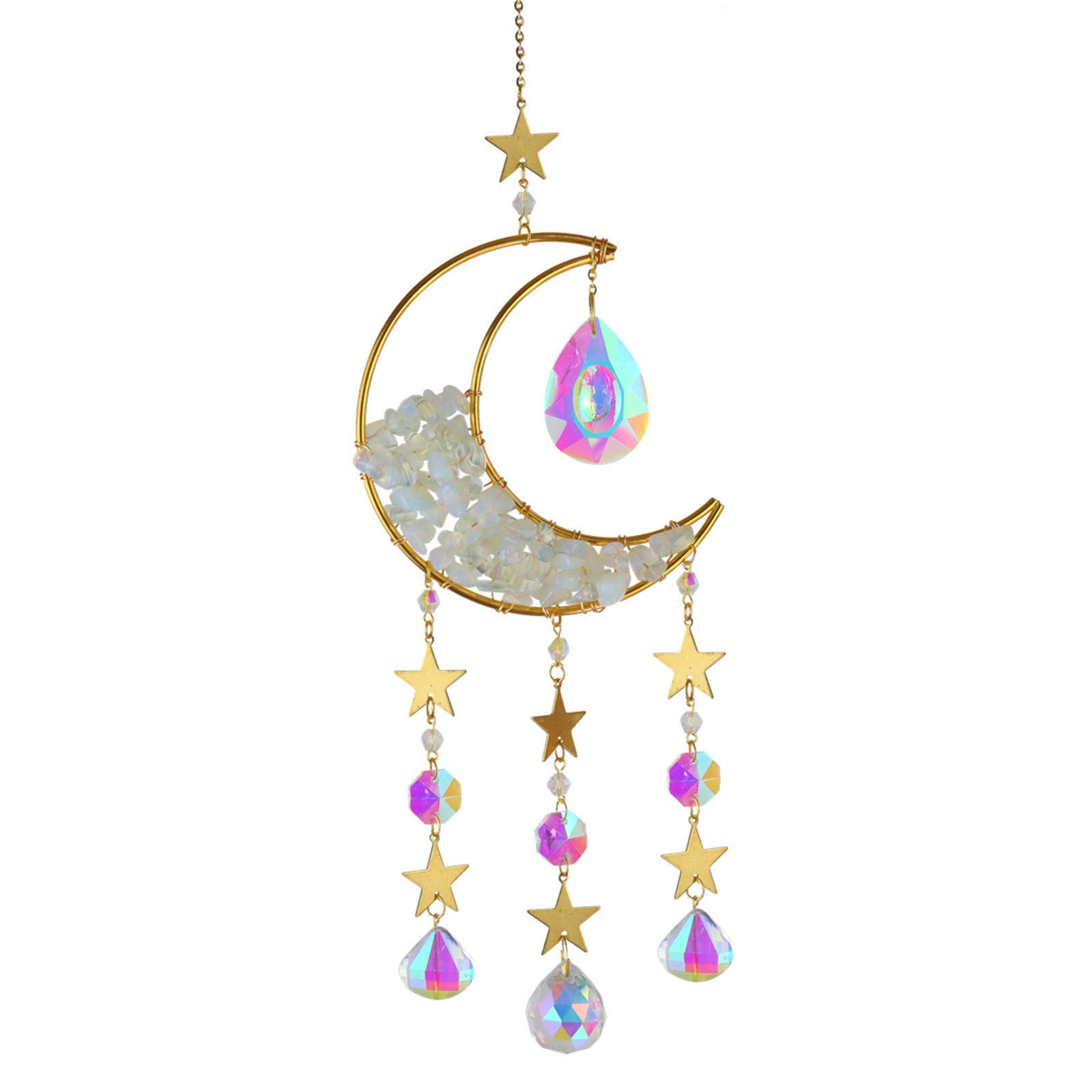 Holloyiver Crystal Moon Suncatcher, Sun Catchers Indoor Window Prism ...
