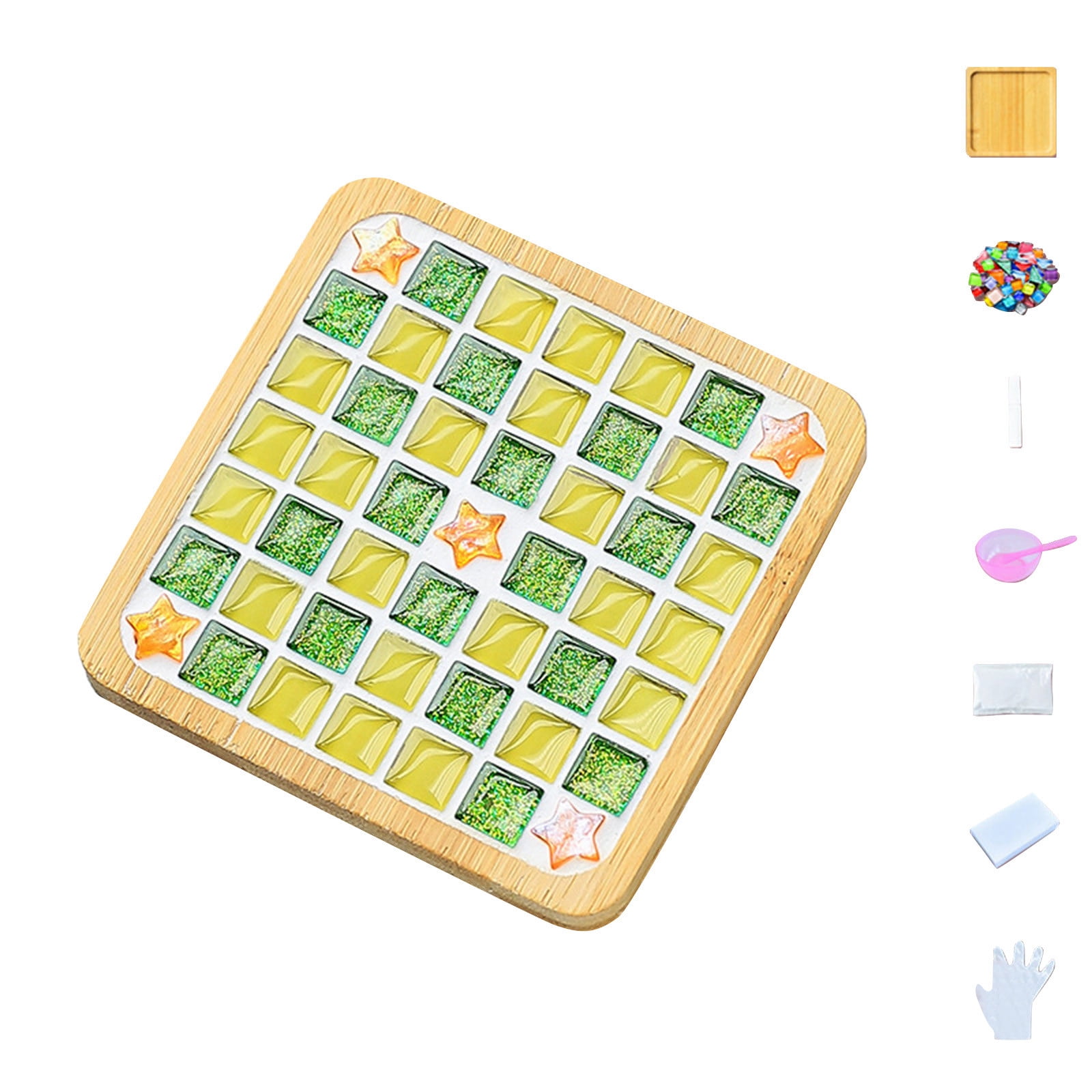 Holloyiver DIY Glass Mosaic Tiles for Crafts, Mixed Color Mosaic Kits ...