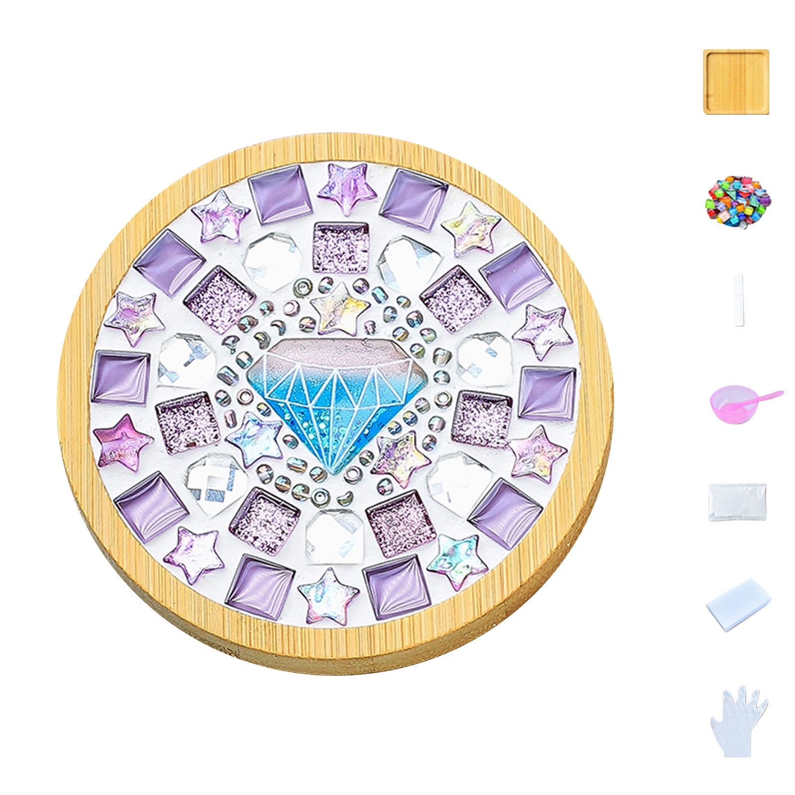 Holloyiver DIY Glass Mosaic Tiles for Crafts, Mixed Color Mosaic Kits ...