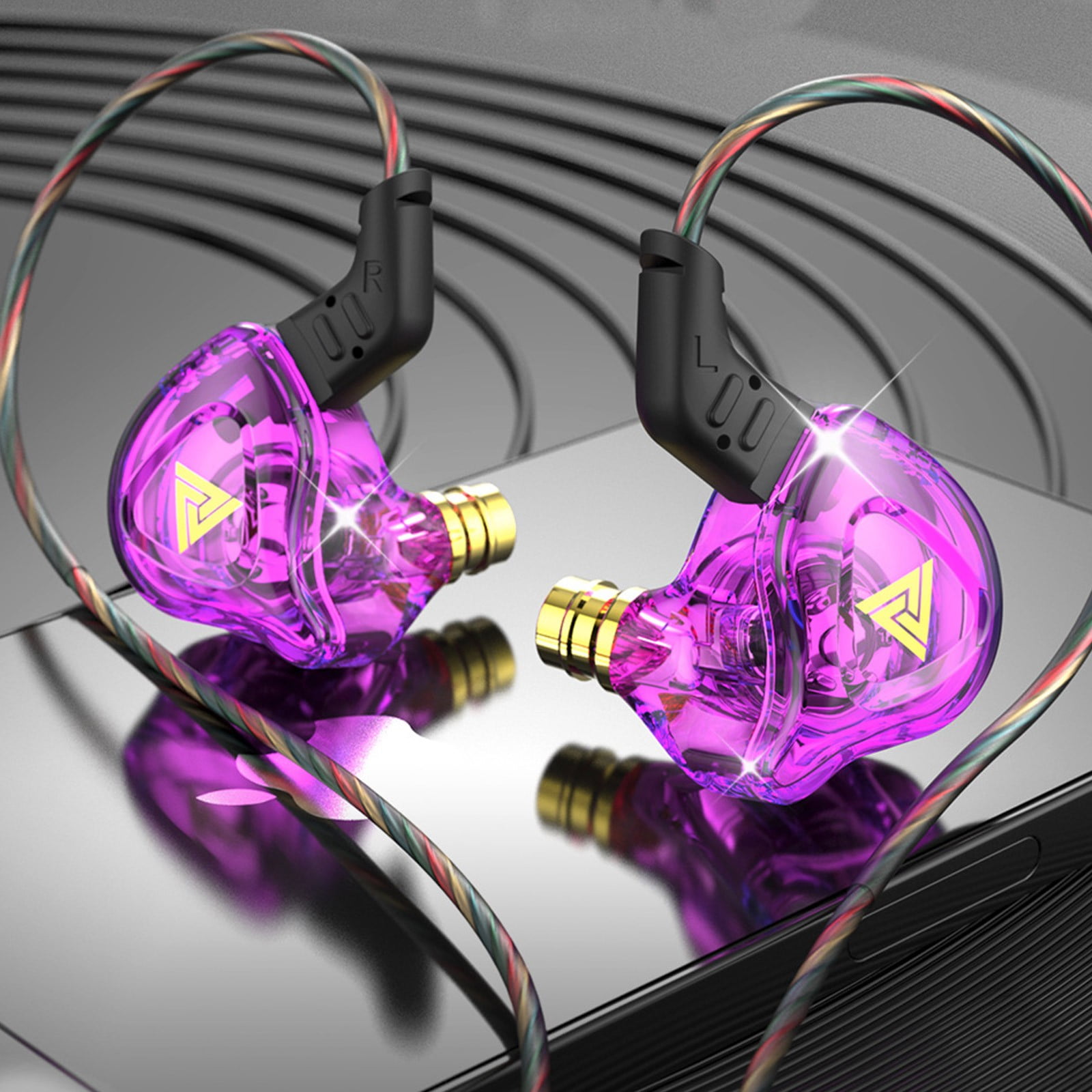 Holloyiver Earphones in Ear Monitor Super Bass Wired Earbuds, Crystal ...
