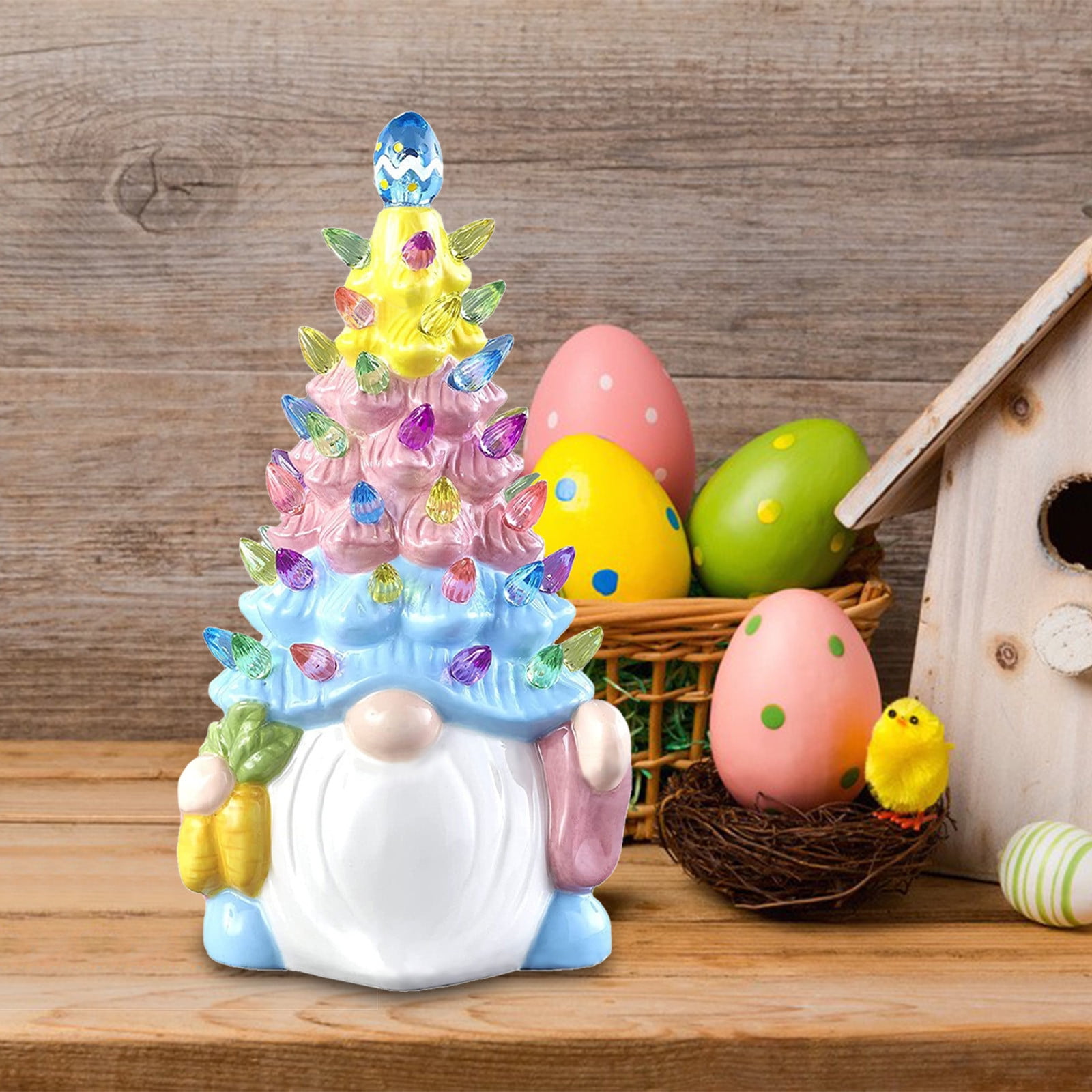 Holloyiver Easter Decorations for Home, Lighted Easter Spring Gnome ...