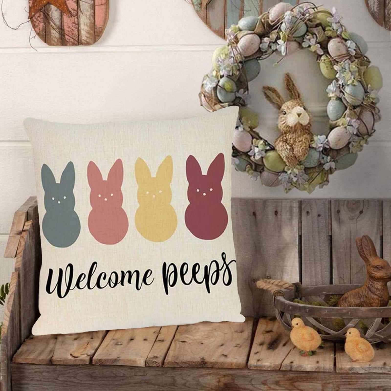 Holloyiver Easter Pillow Covers 18 x18 Inch, Farmhouse Easter ...