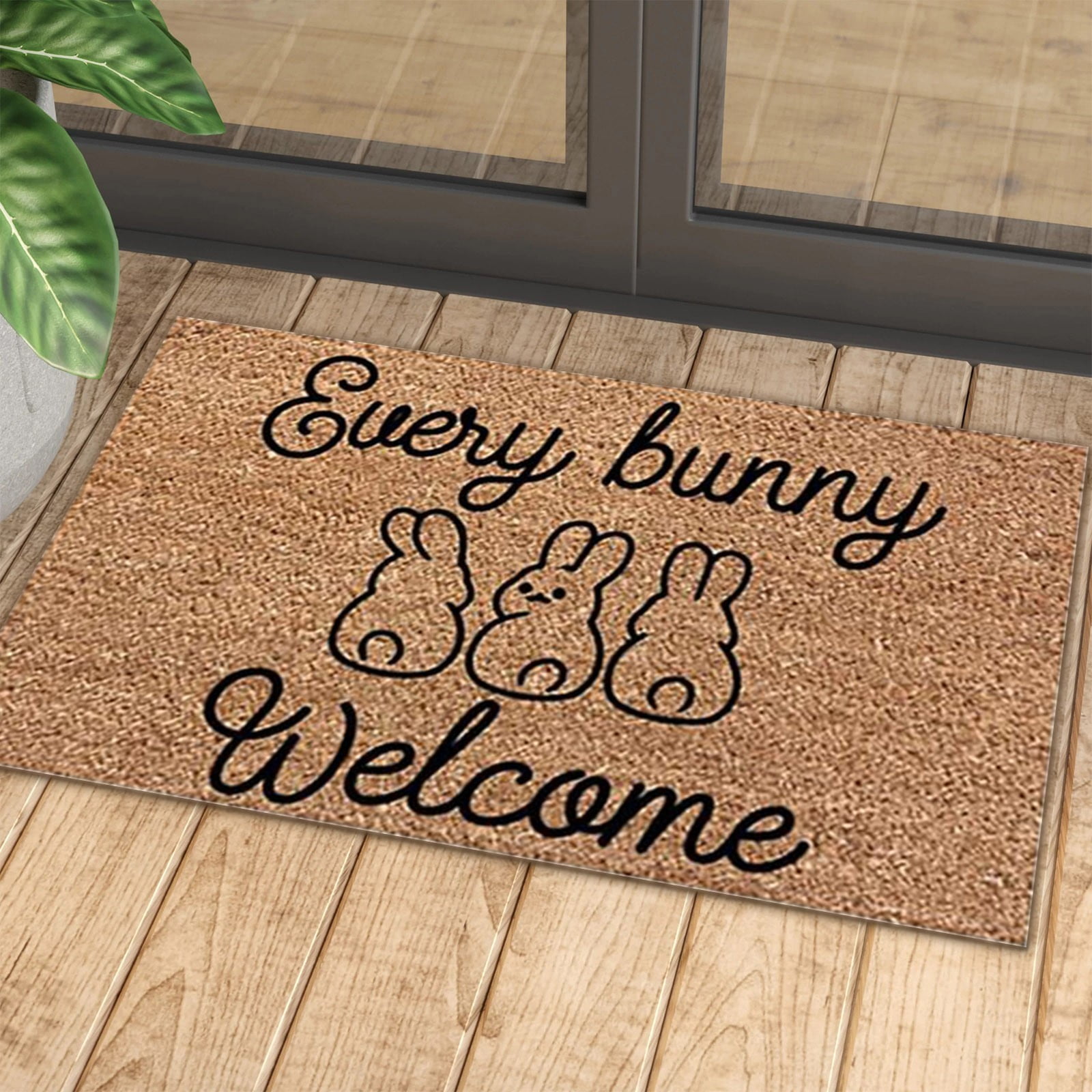 Holloyiver Easter Rabbit Doormat, Welcome Decorative Floor Entrance ...