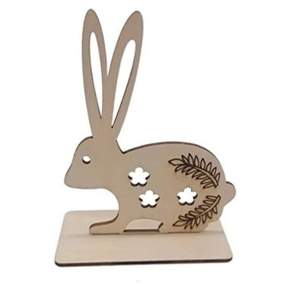 Holloyiver Easter Wood Bunny Cutout Unfinished Rabbit Shaped Wooden ...