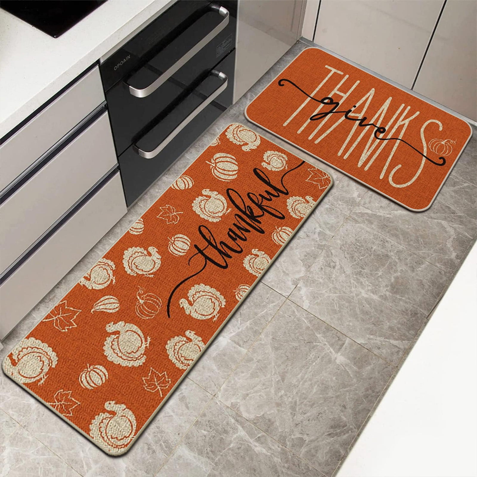 Holloyiver Fall Pumpkin Kitchen Rugs and Mats for Home Decoration, 2 ...
