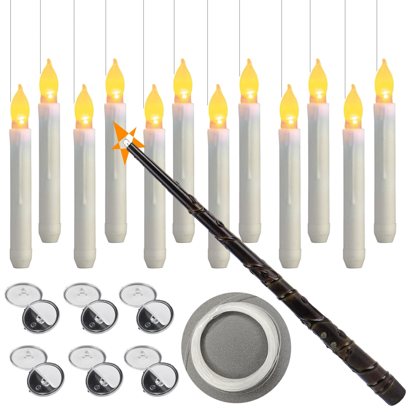 Harlier Floating Candles with Wand Remote, 12 PCS Magic Hanging Candles ...