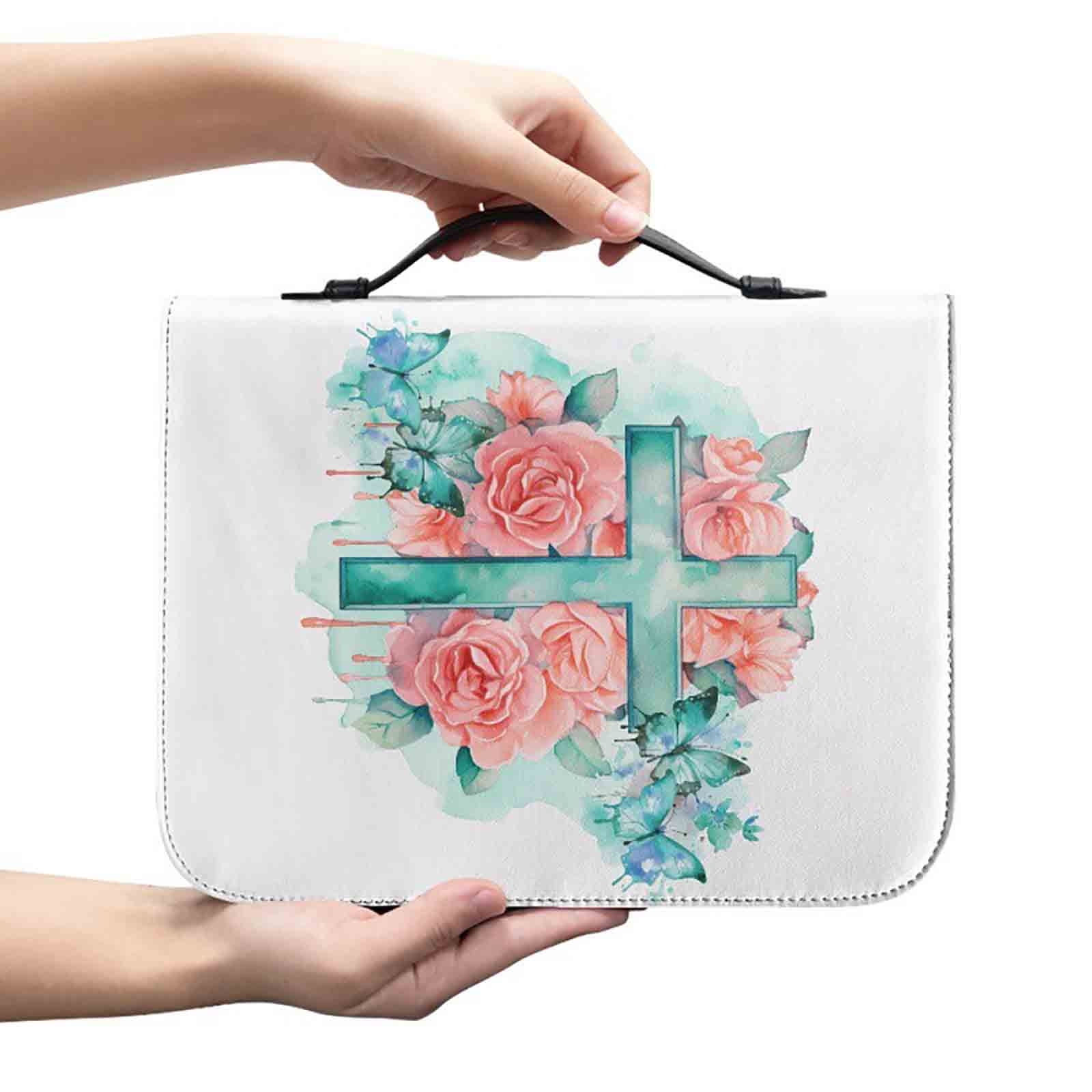 Holloyiver Floral Cross Bible Covers for Women, Christian Bible Book ...