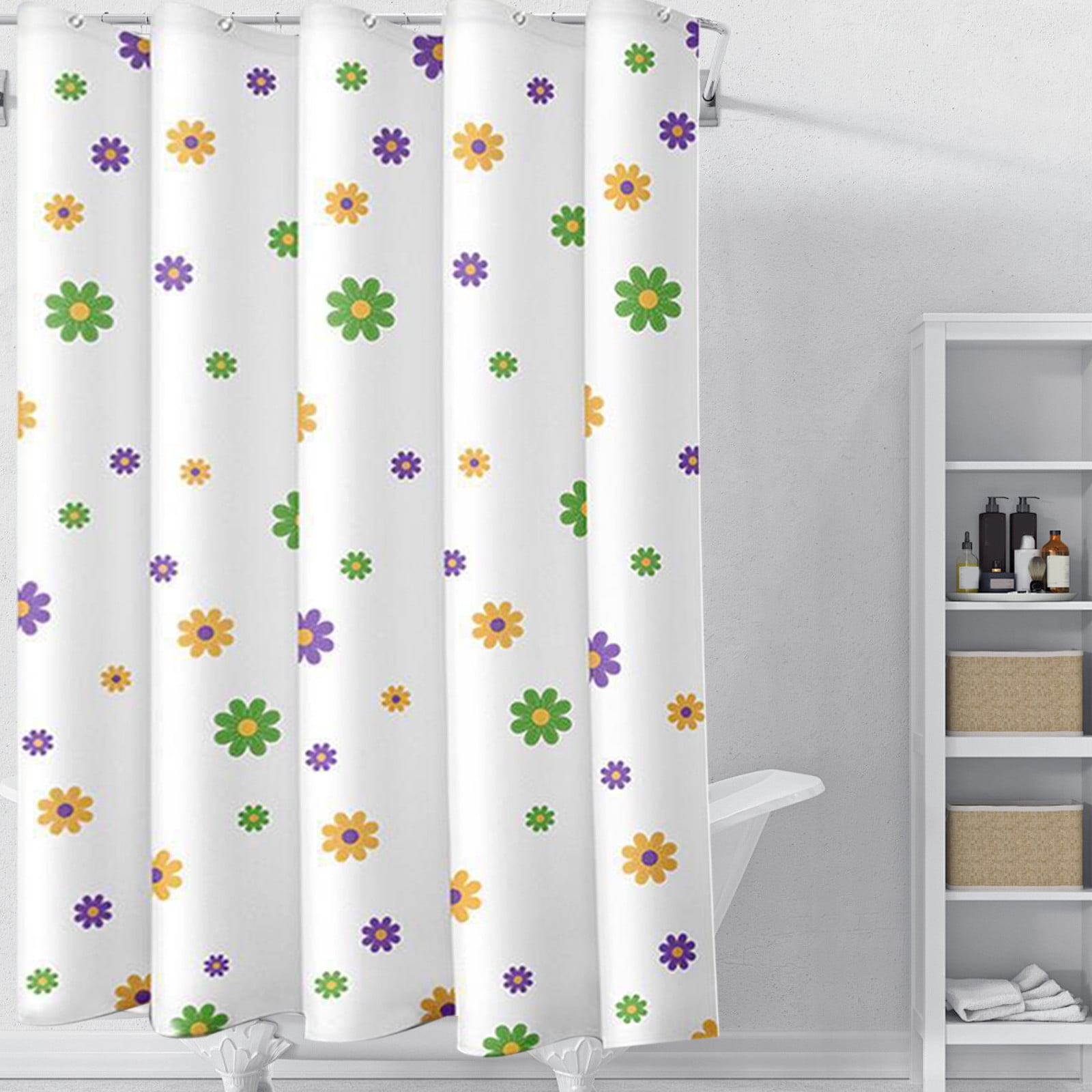 Holloyiver Floral Shower Curtains for Bathroom, Flower Washable ...