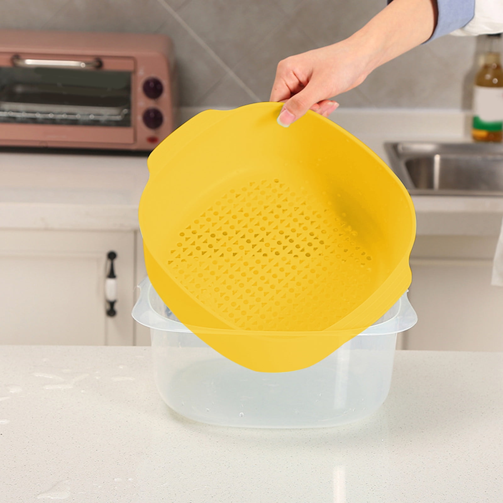 Holloyiver Fruit Strainer Colander Bowl Set, 2 in 1 Kitchen Nesting ...