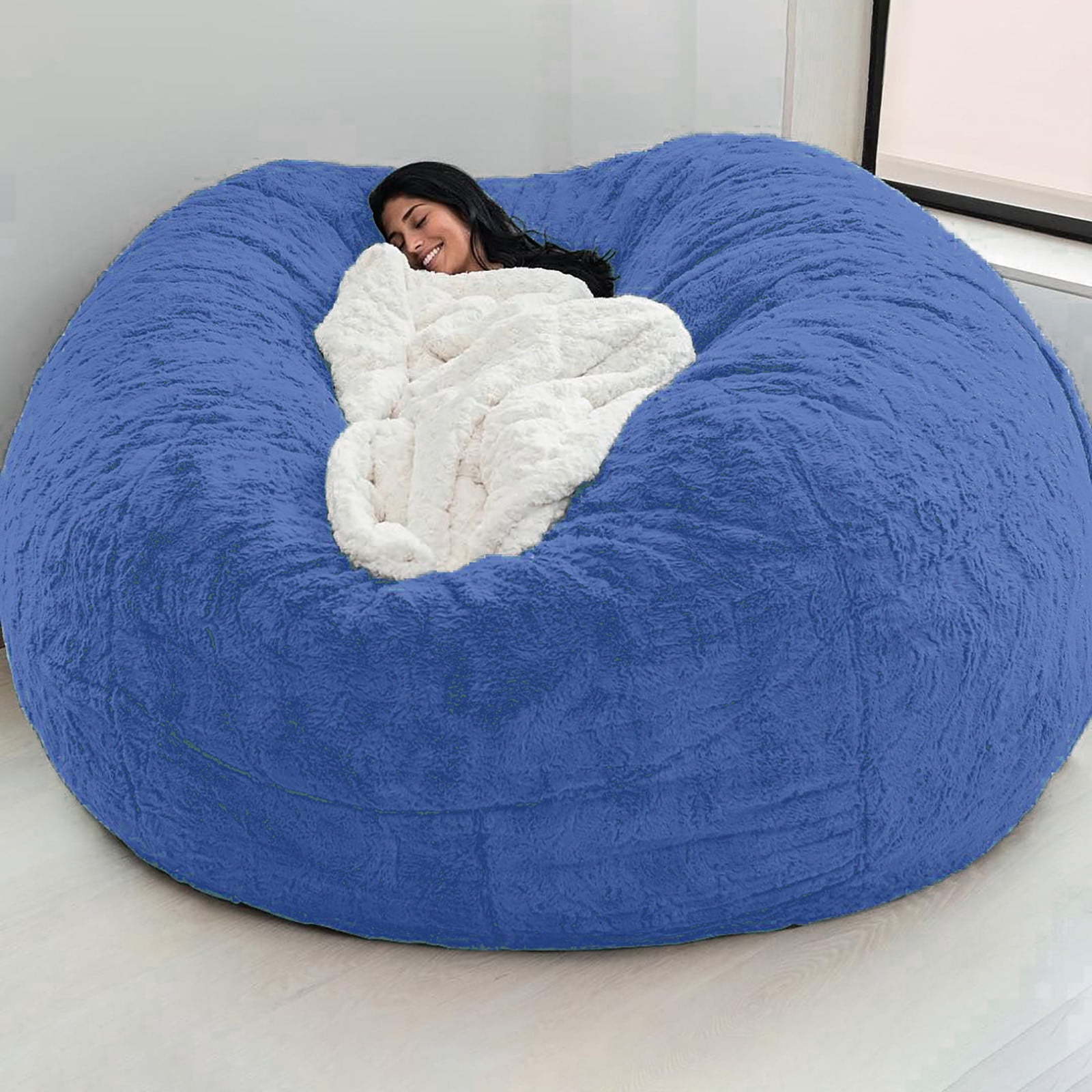 Holloyiver Giant Fur Bean Bag Chair Cover, Ultra Soft Bean Bag Bed for ...