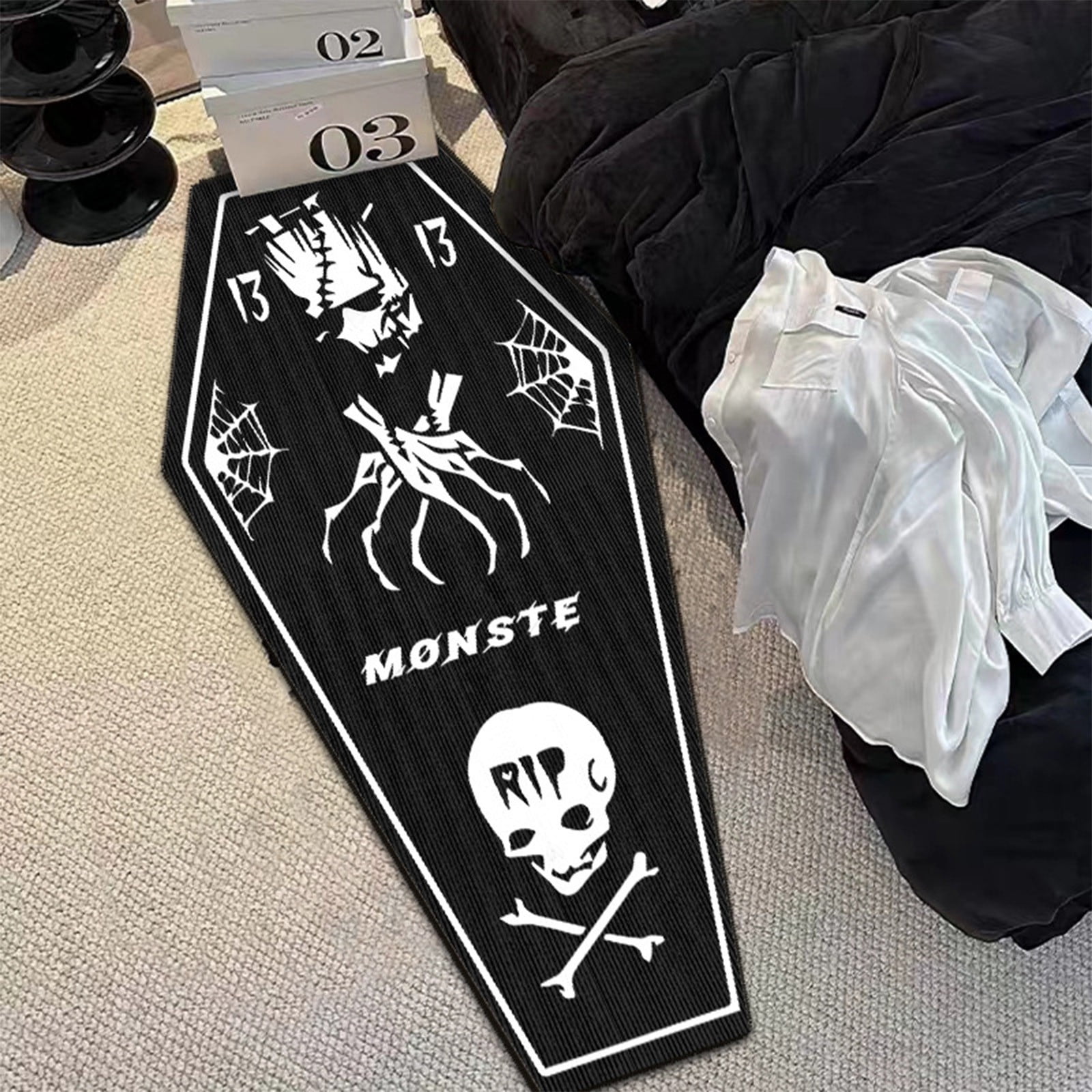 Holloyiver Halloween Coffin Bath Mat, Halloween Gothic Bath Mat Decor ...