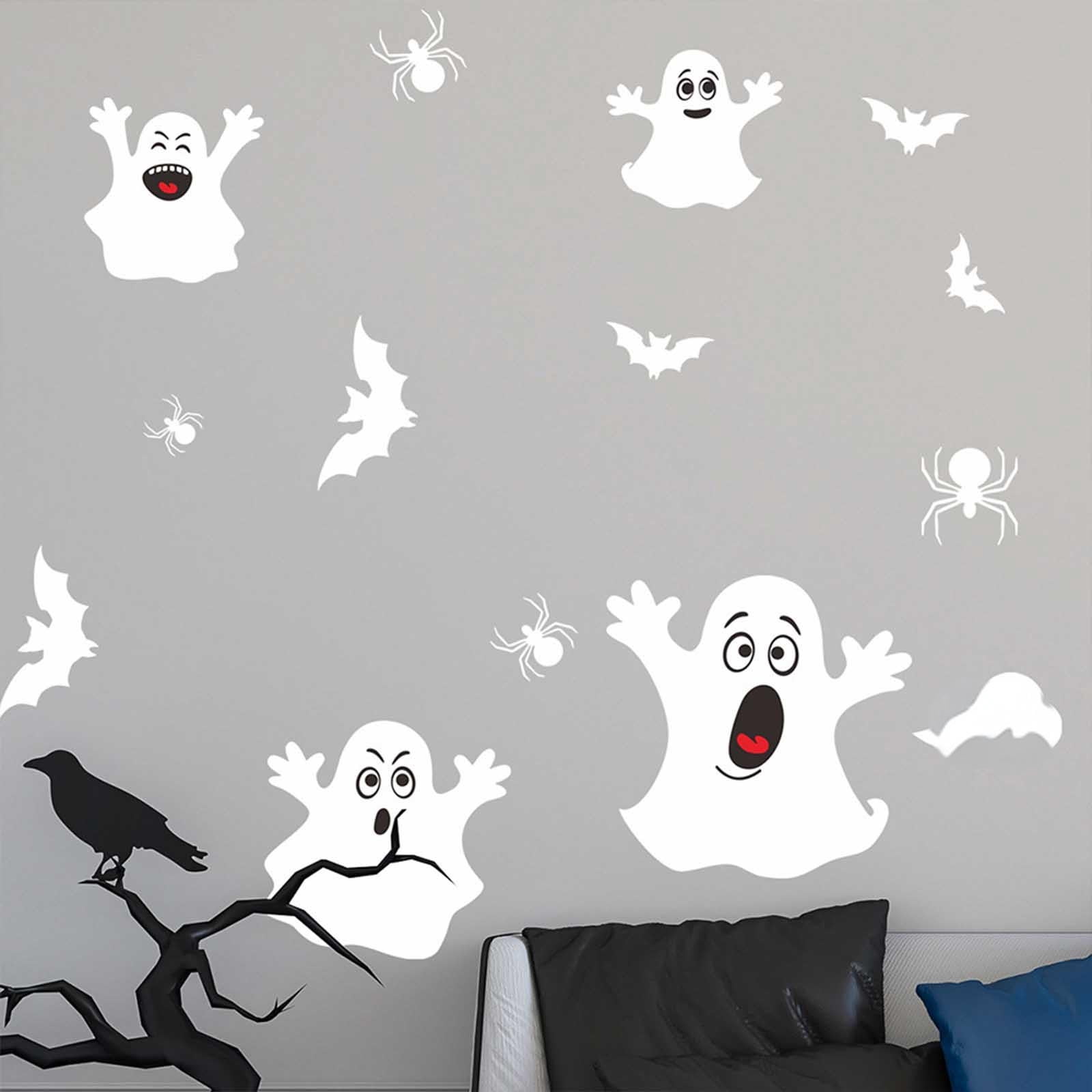 Holloyiver Halloween Cute Ghost Stickers Decor, Reusable Self-Adhesive ...