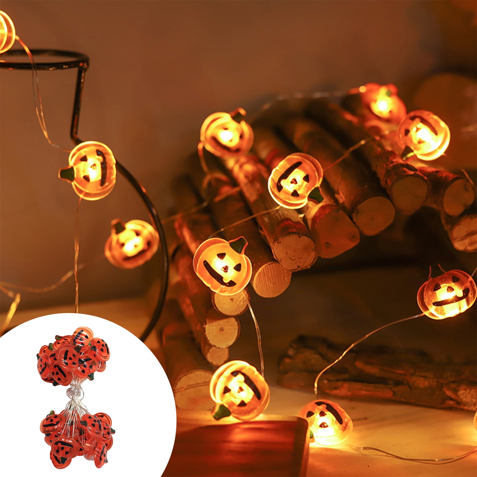 Holloyiver Halloween Pumpkin String Lights Decorations, 7.2 ft 20 LED ...