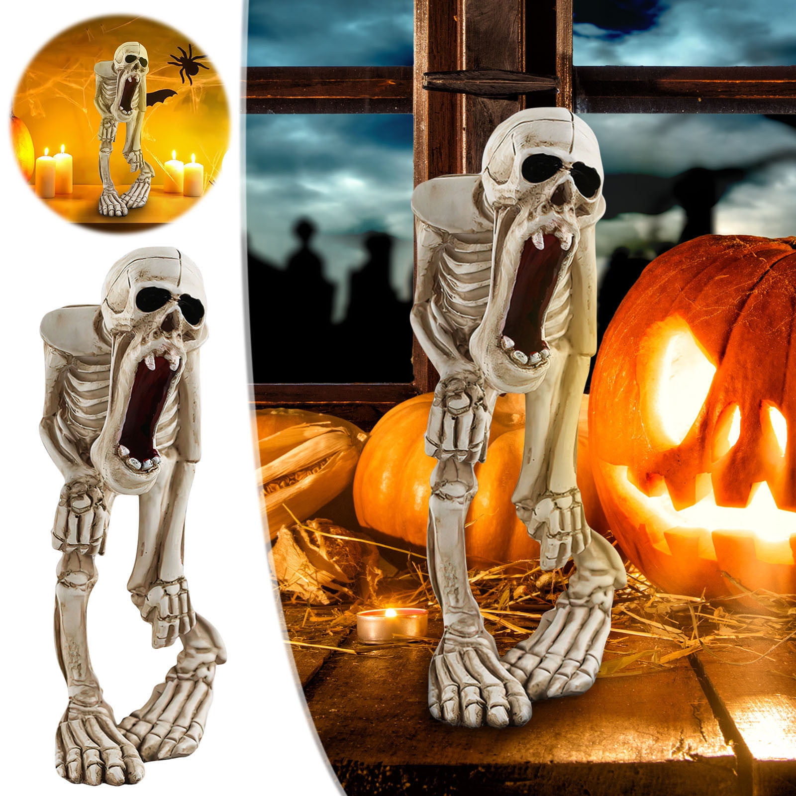 Holloyiver Halloween Skeleton Statues, Scary Prop Skeleton Stands and ...