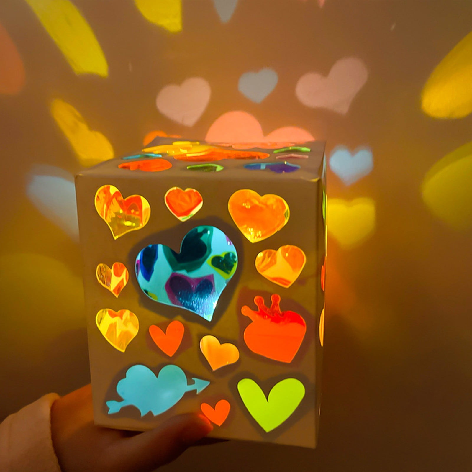 Holloyiver Handmade Portable Lamp, Multicolor Light Projection Arts and ...