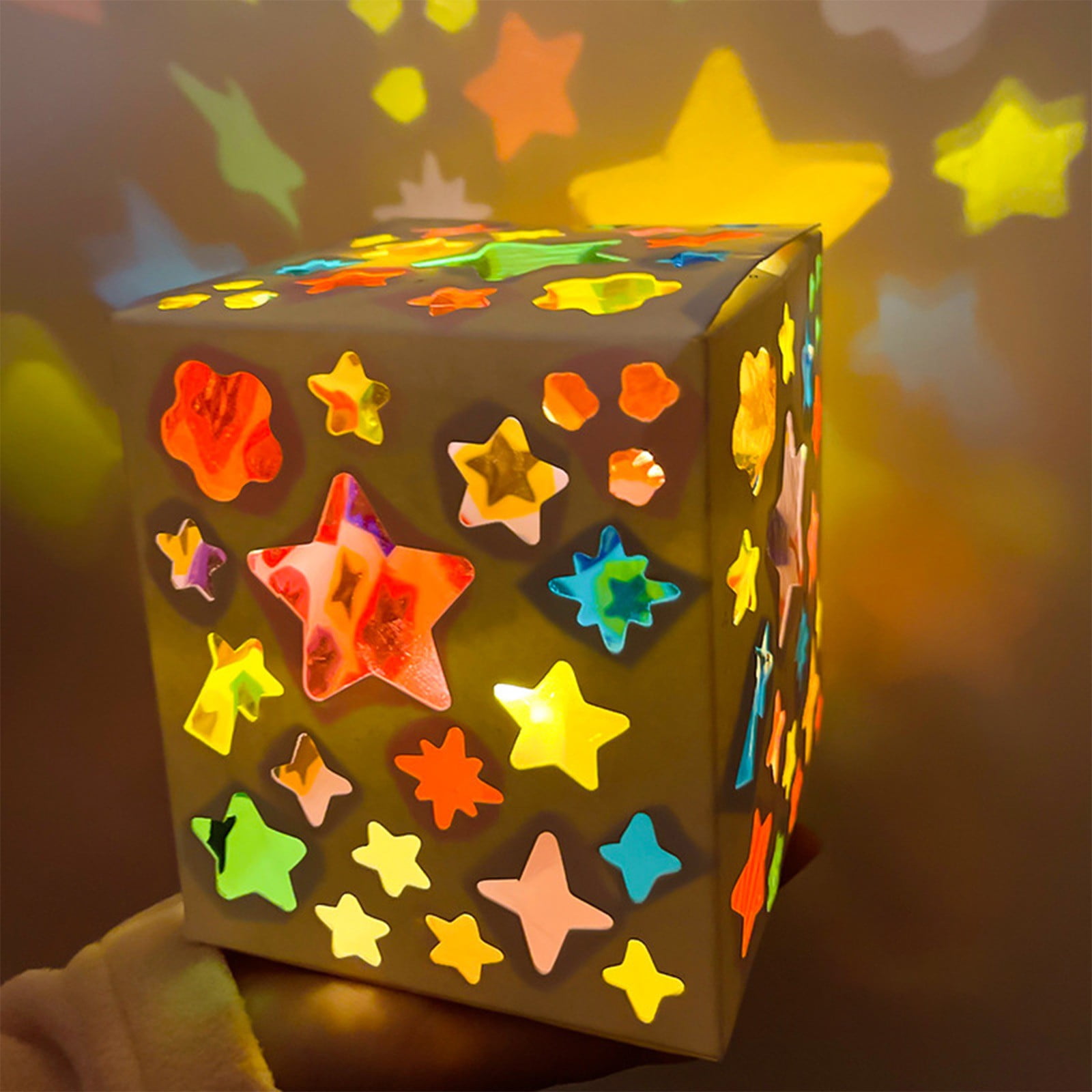 Holloyiver Handmade Portable Lamp, Multicolor Light Projection Arts and ...