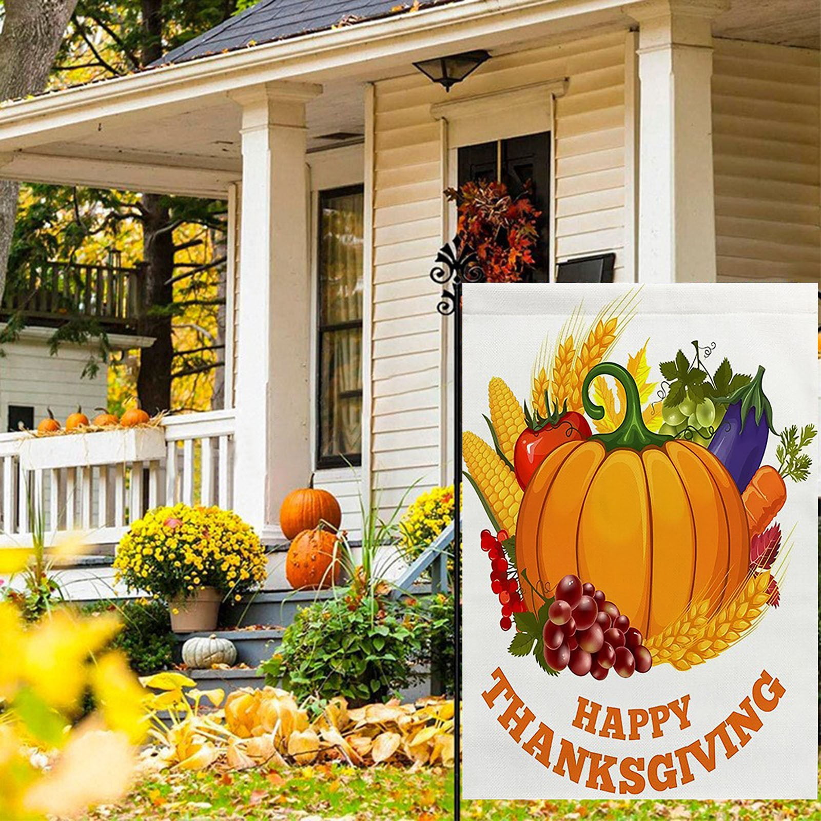 Holloyiver Happy Thanksgiving Fall Garden Flag, 11.8x15.7 Inch Vertical ...