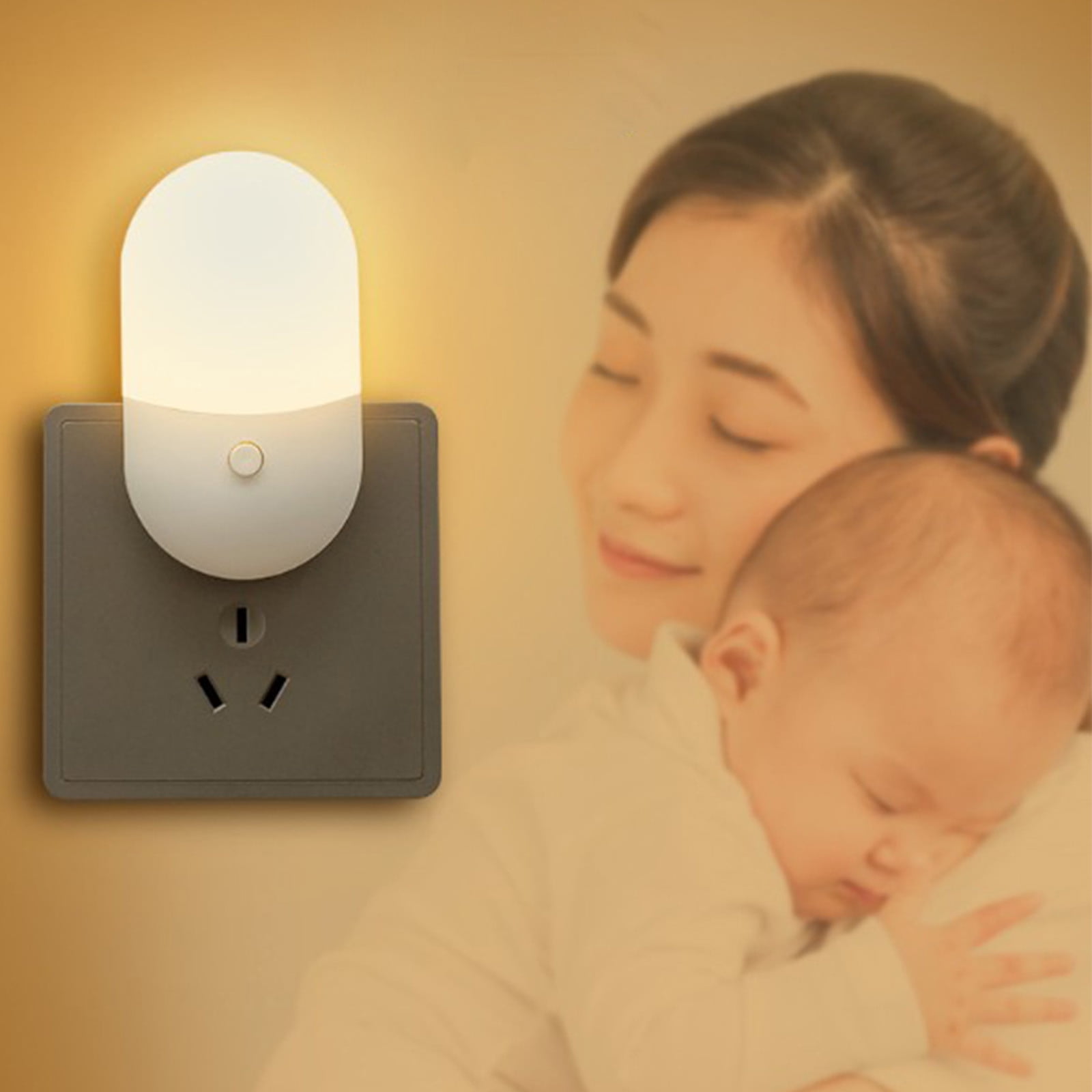 Holloyiver LED Night Light Kids, Plug-in Warm Colour And White Colour ...