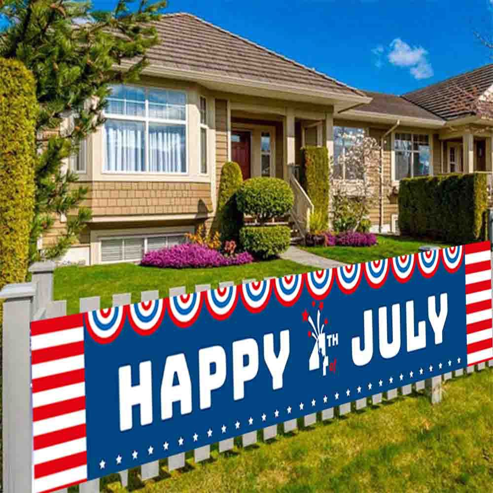 Holloyiver Large 4th of July Banner, 118" x 20" Independence Day Yard ...
