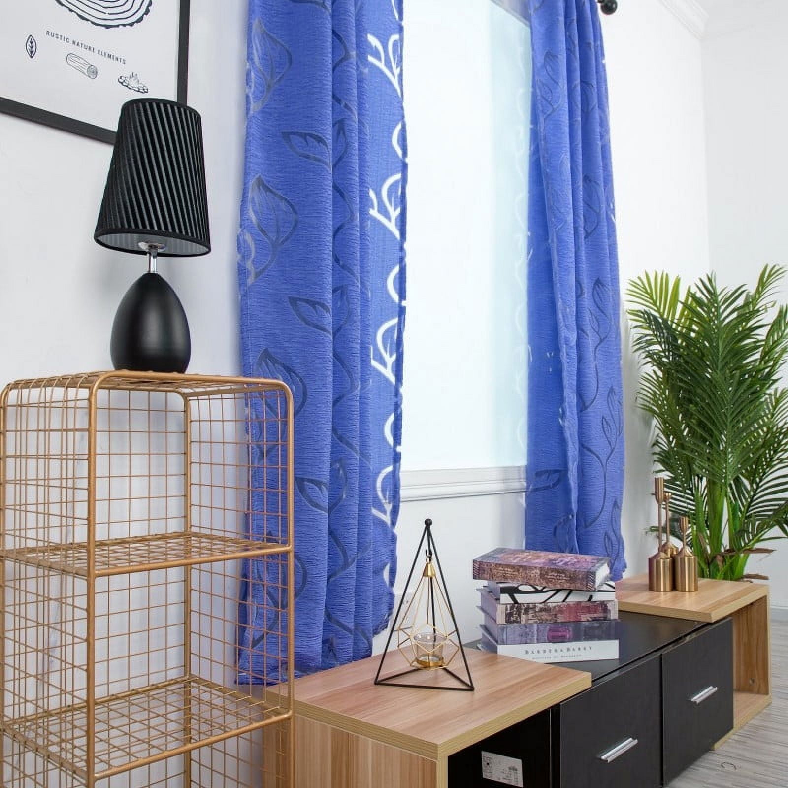 Holloyiver Leaf Sheer Curtains 1 Panels - Metallic Silver Vines Branch ...