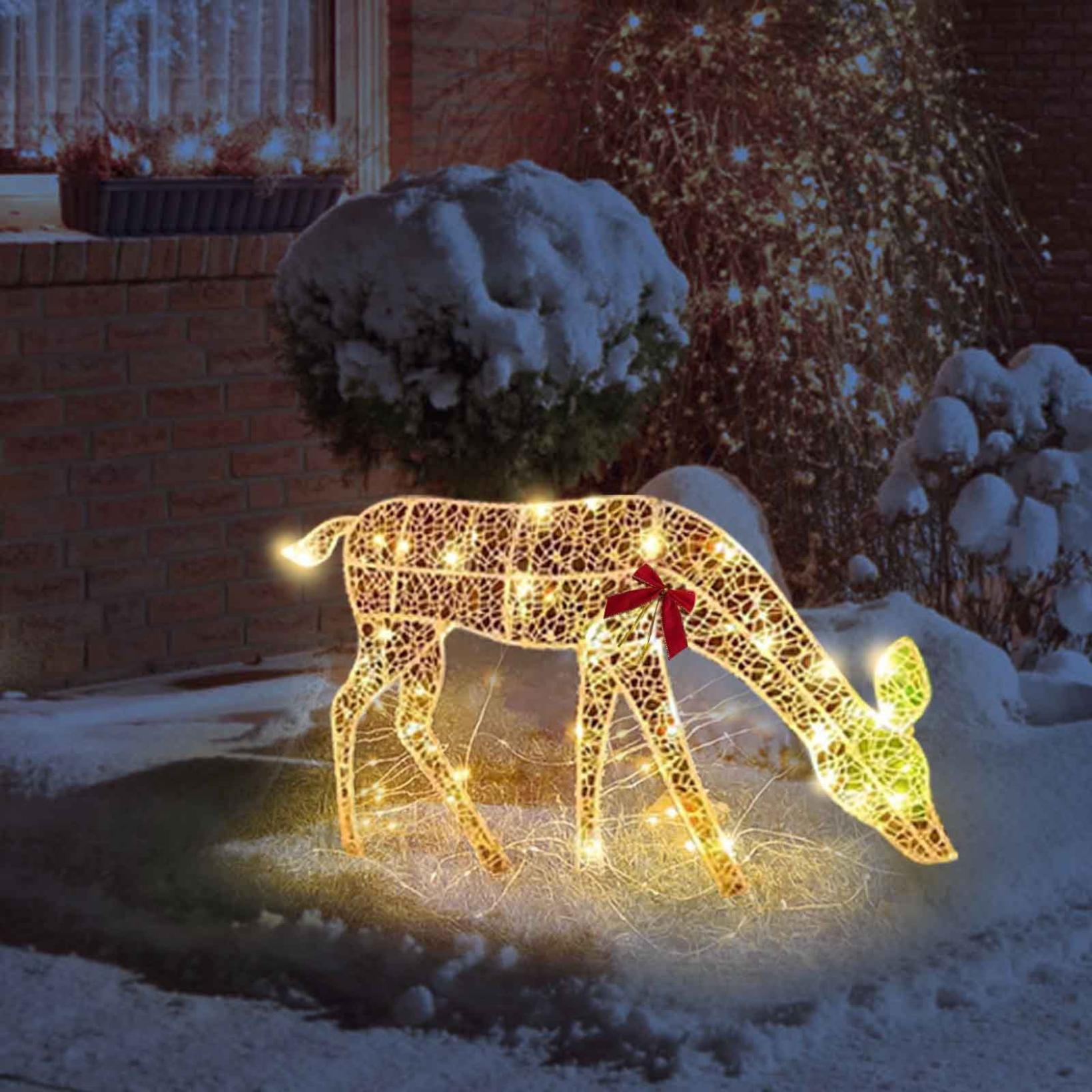 Holloyiver Light up Christmas Reindeer Family, 2D Lighted Reindeer ...