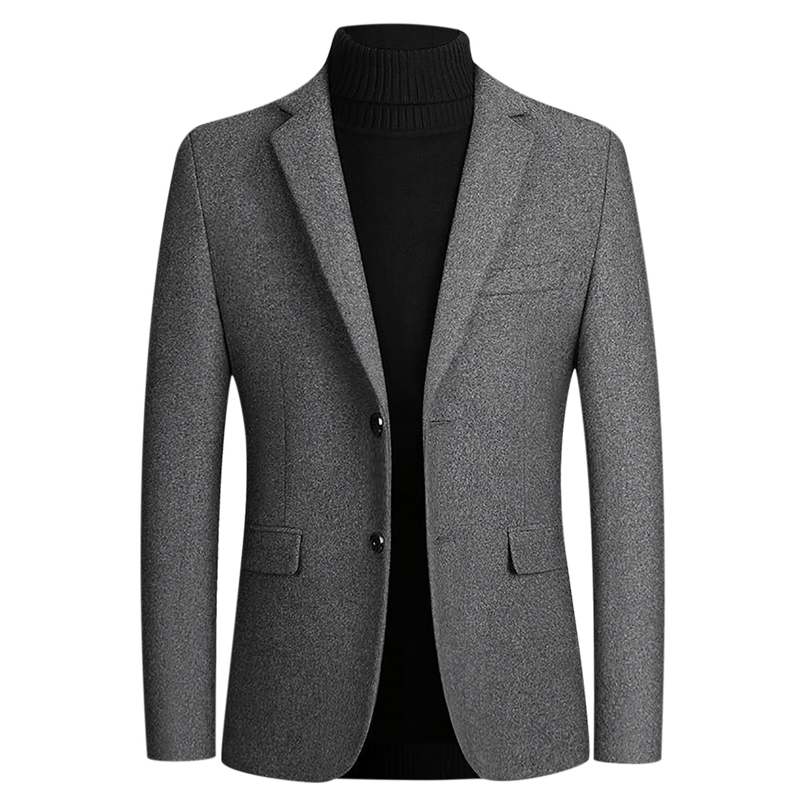 Holloyiver Men's Warm Winter Trench Coats Single-breasted Solid Color ...